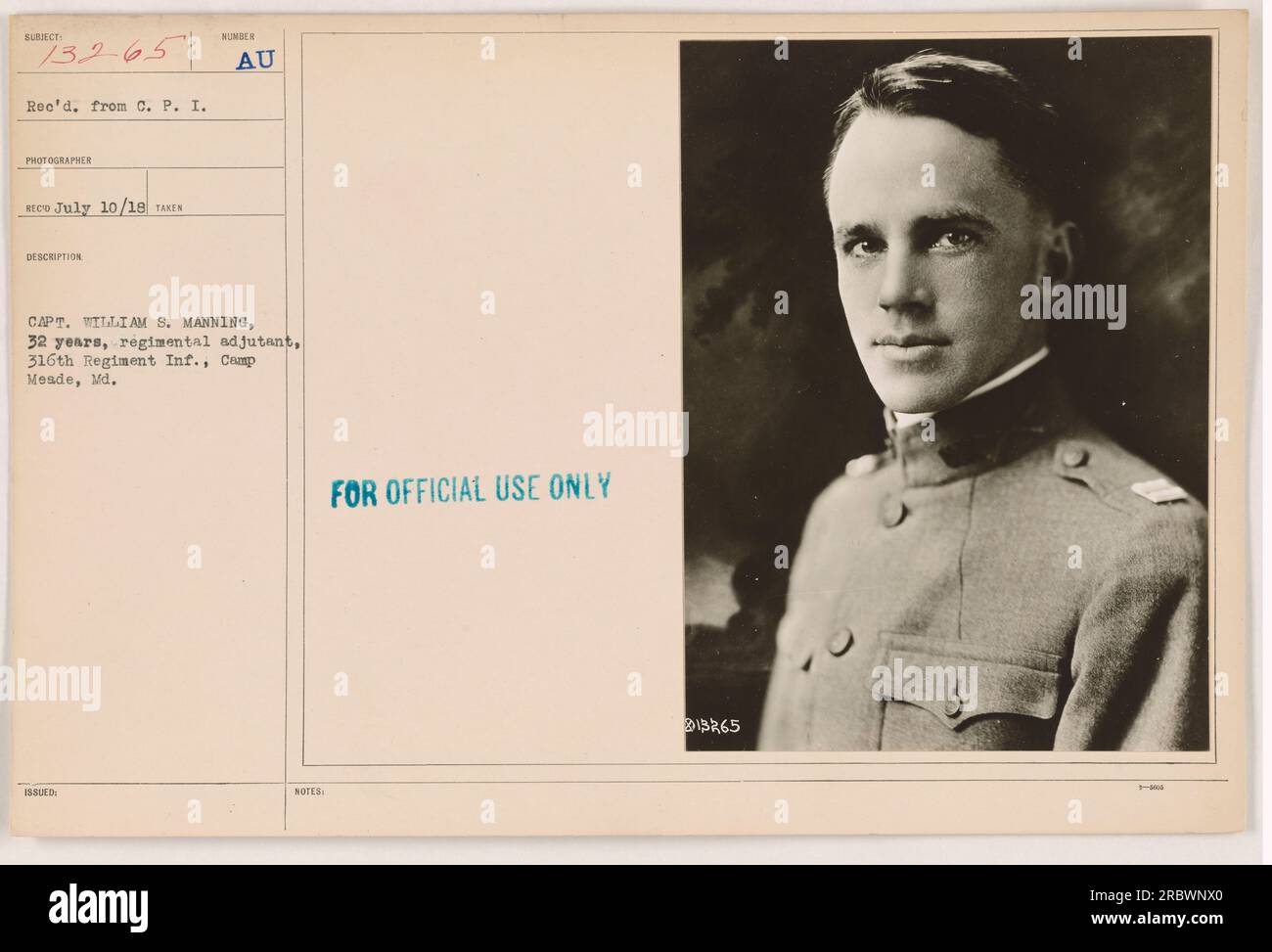 Caption: "Captain William S. Manning, aged 32, regimental adjutant of ...