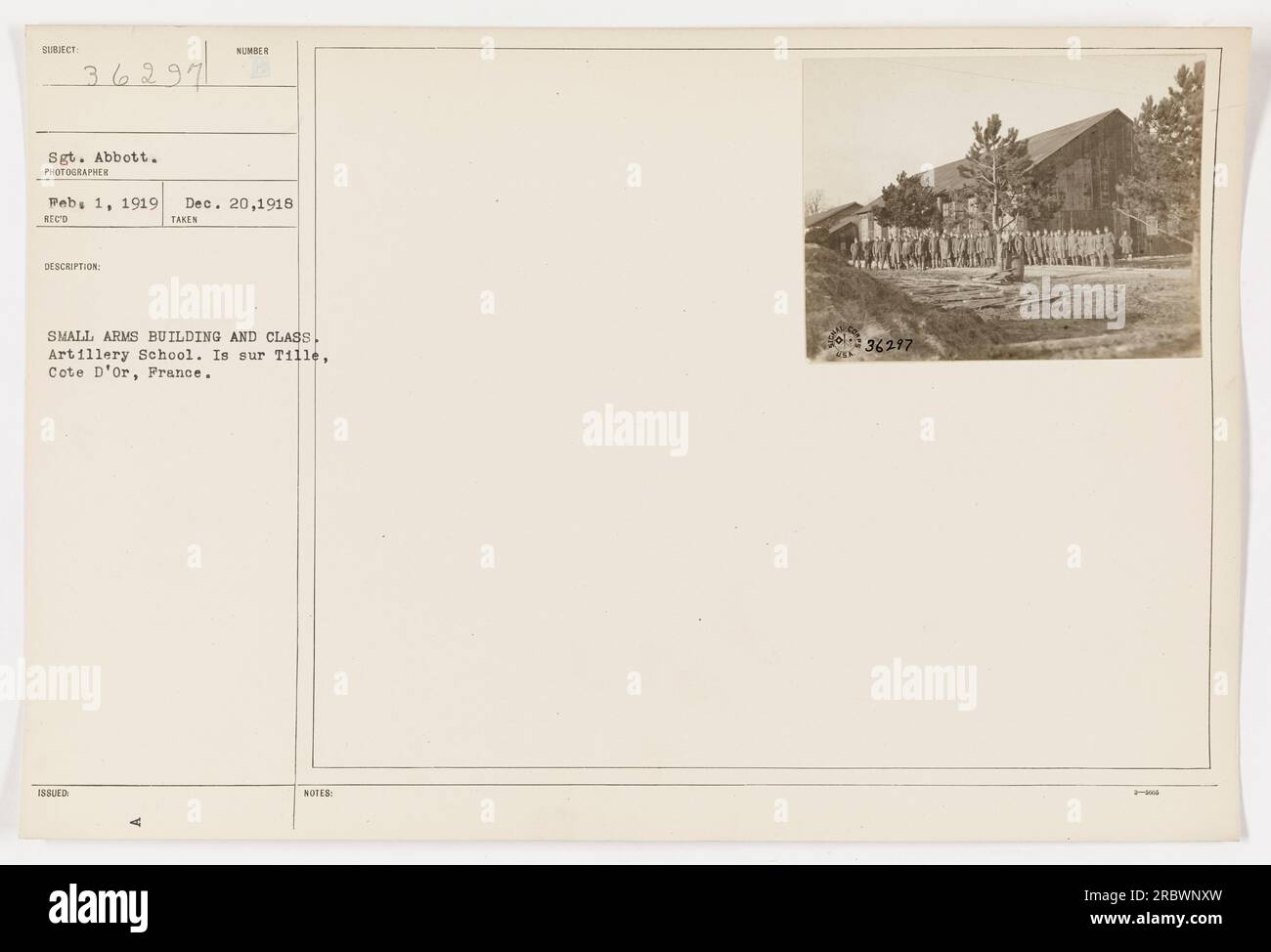 Sergeant Abbott photographed in front of the small arms building and ...