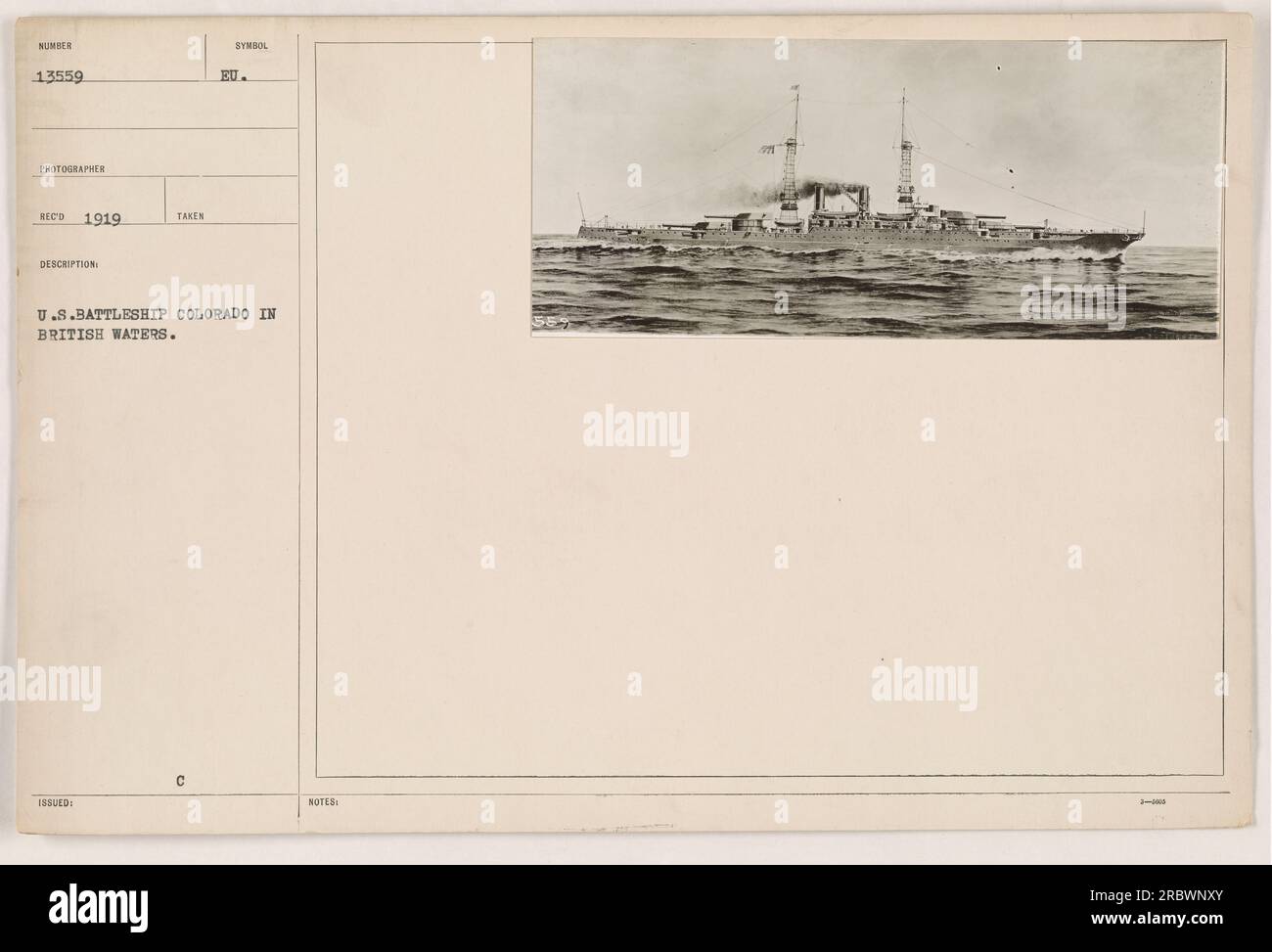 U.S. battleship Colorado seen in British waters during World War I ...