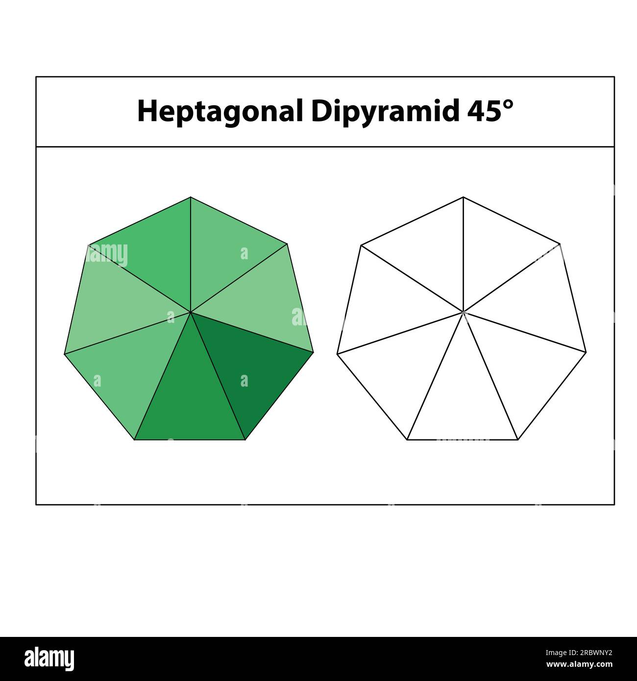 Heptagonal Pyramid 45 degree. geometric shapes. Vector illustration of ...