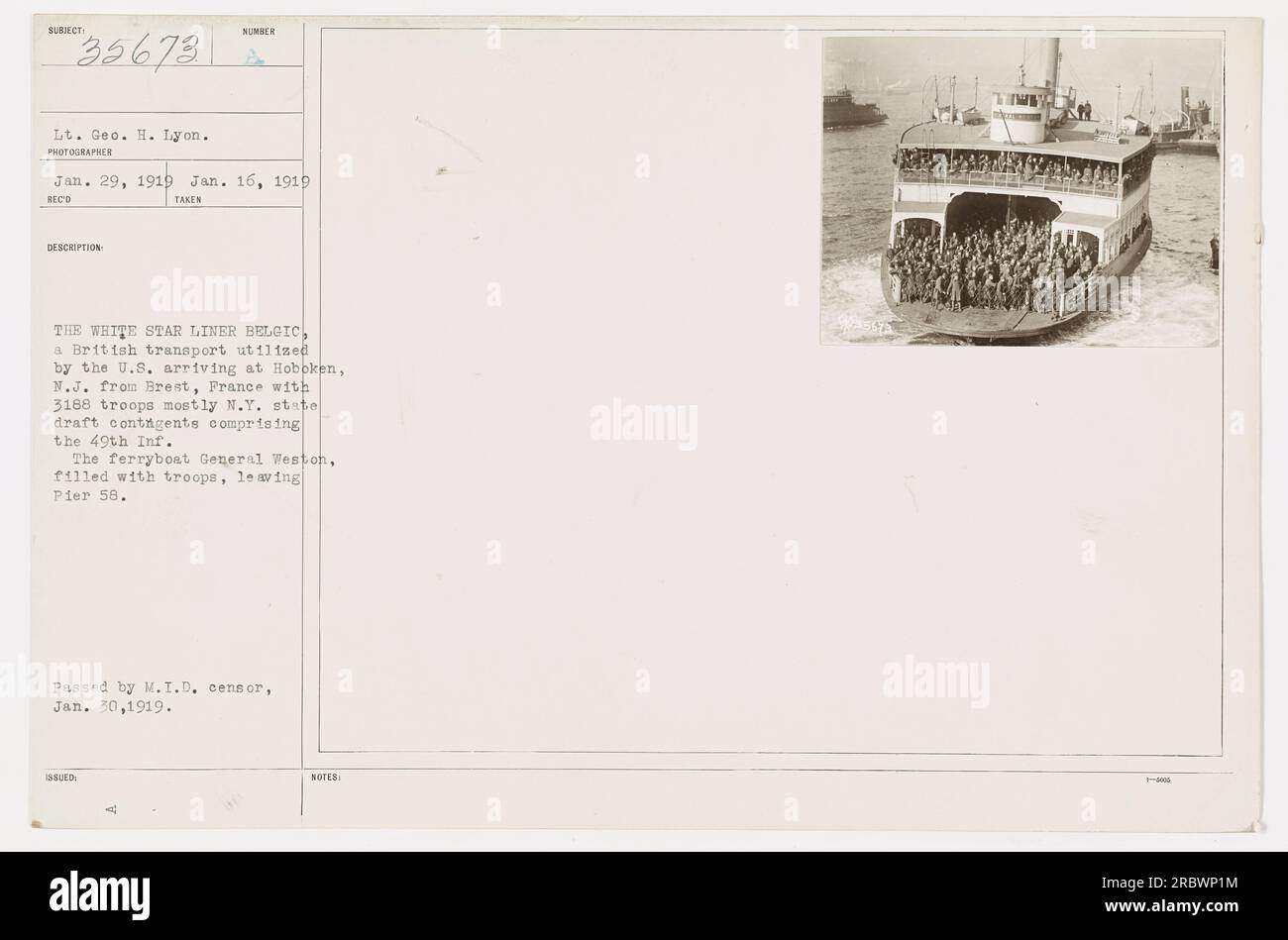 The image shows the White Star Liner Belgic, a British transport ship ...