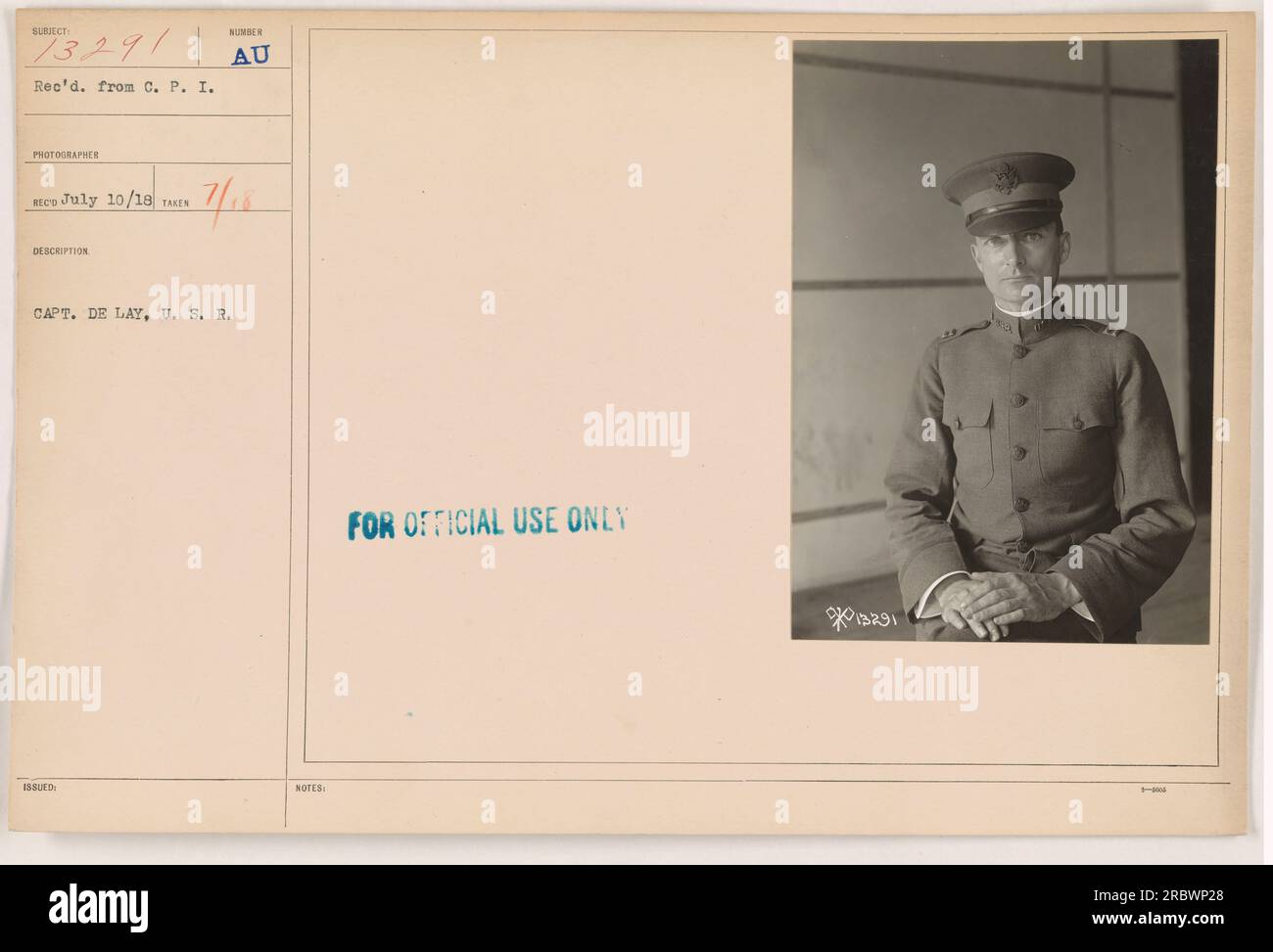 Caption: Captain De Lay, U.S.R., captured during World War I. This ...