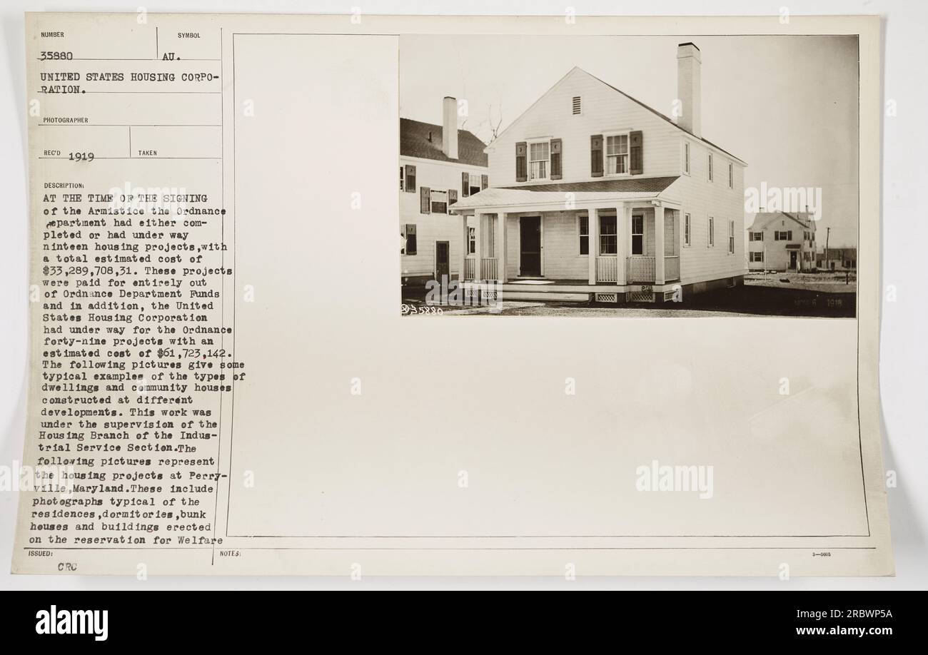 A photograph from the United States Housing Corporation taken in 1919 ...