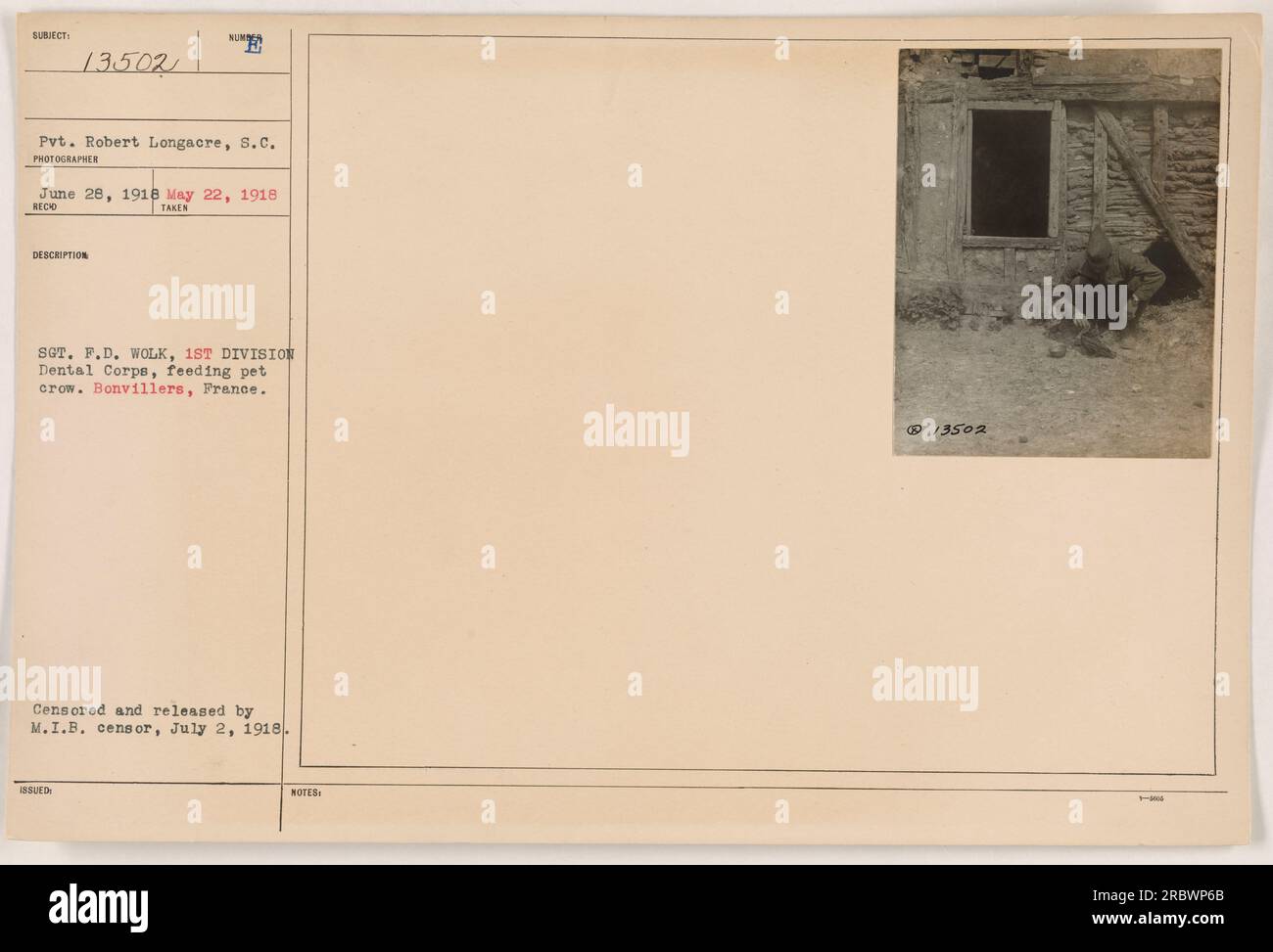 "Private Robert Longacre of the 8th C. is photographed feeding a pet ...