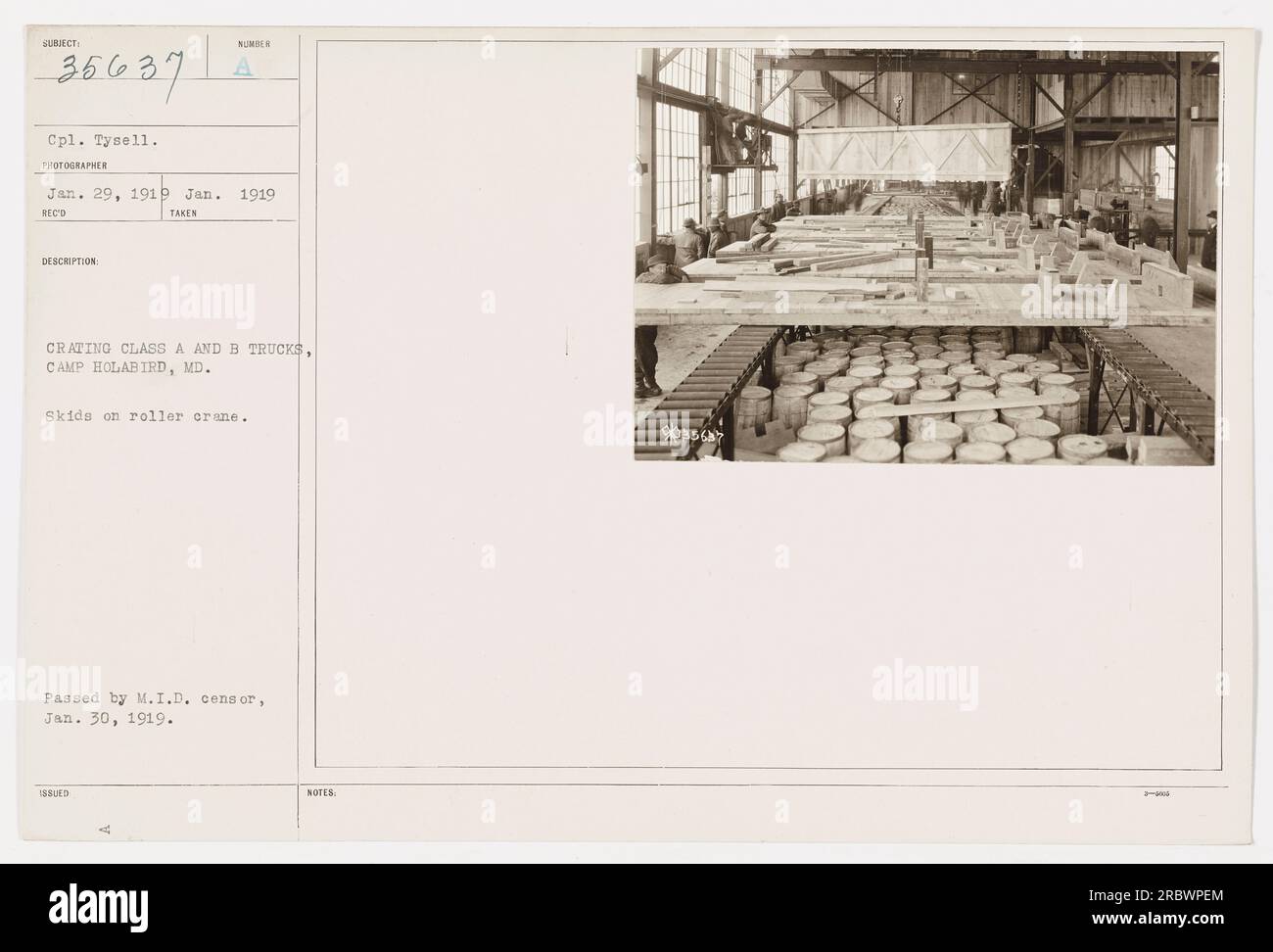 Cpl. Tysell taking a crating class for A and B trucks at Camp Holabird ...