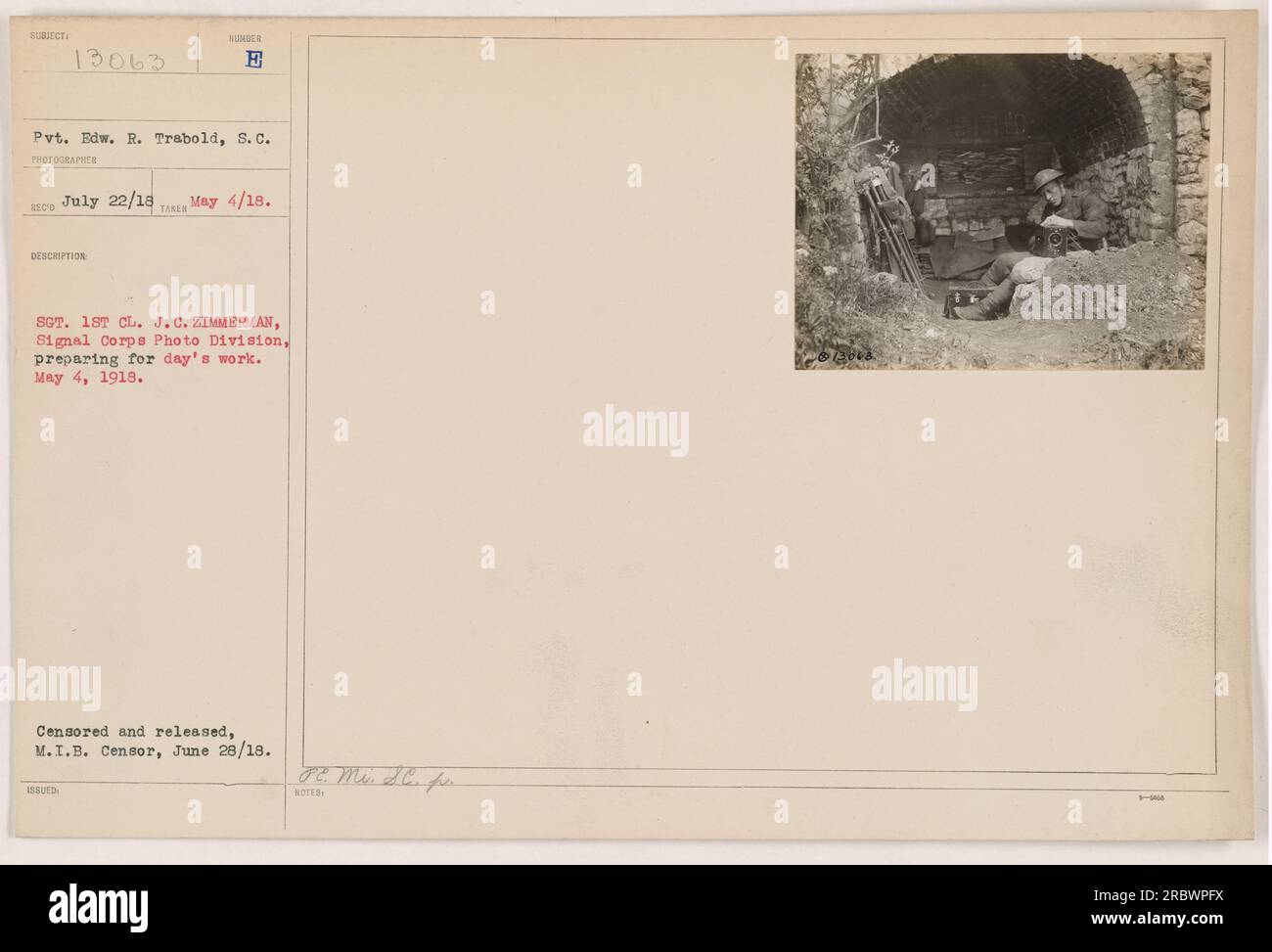 Image caption: Sergeant 1st Class J.C. Zimmerman of the Signal Corps ...