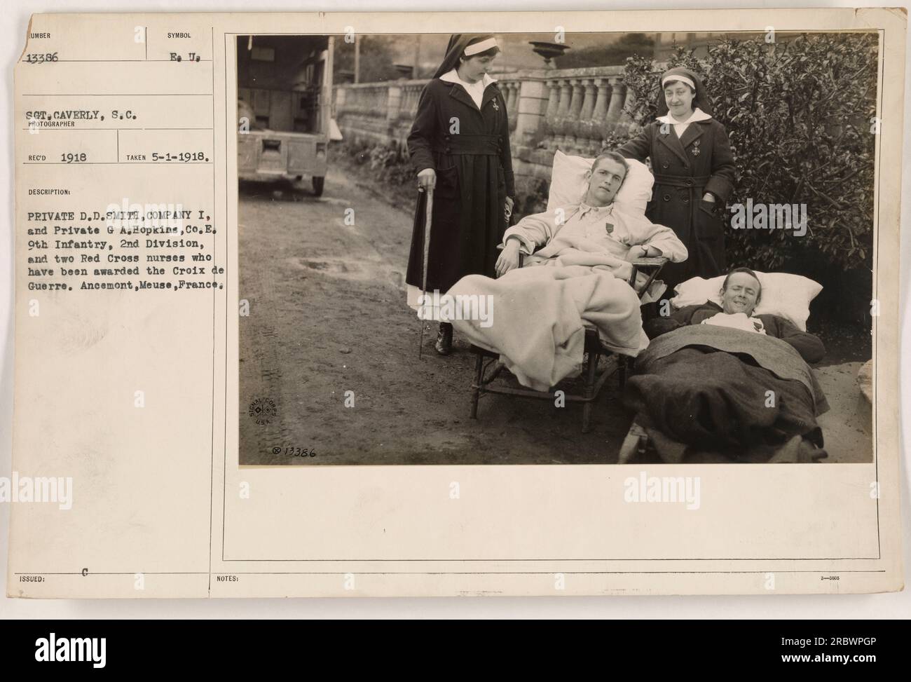 Sgt. Caverly took this photo on May 1, 1918, in Ancemont, Meuse, France ...