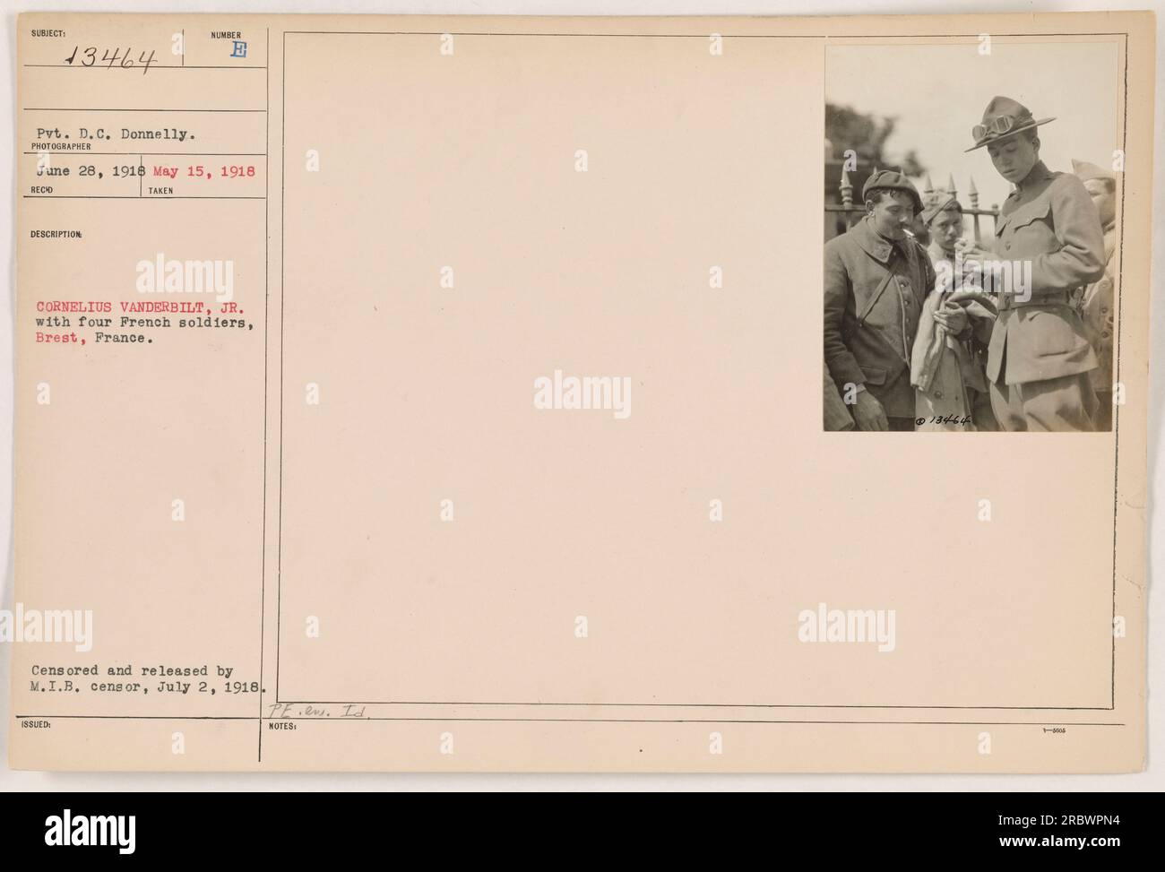 Private D.C. Donnelly is seen here with four French soldiers, including ...