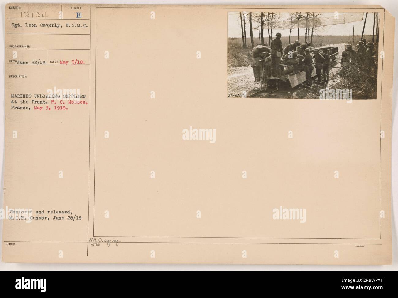 Marine Sergeant Leon Caverly captured this image in P.C. Moscou, France ...