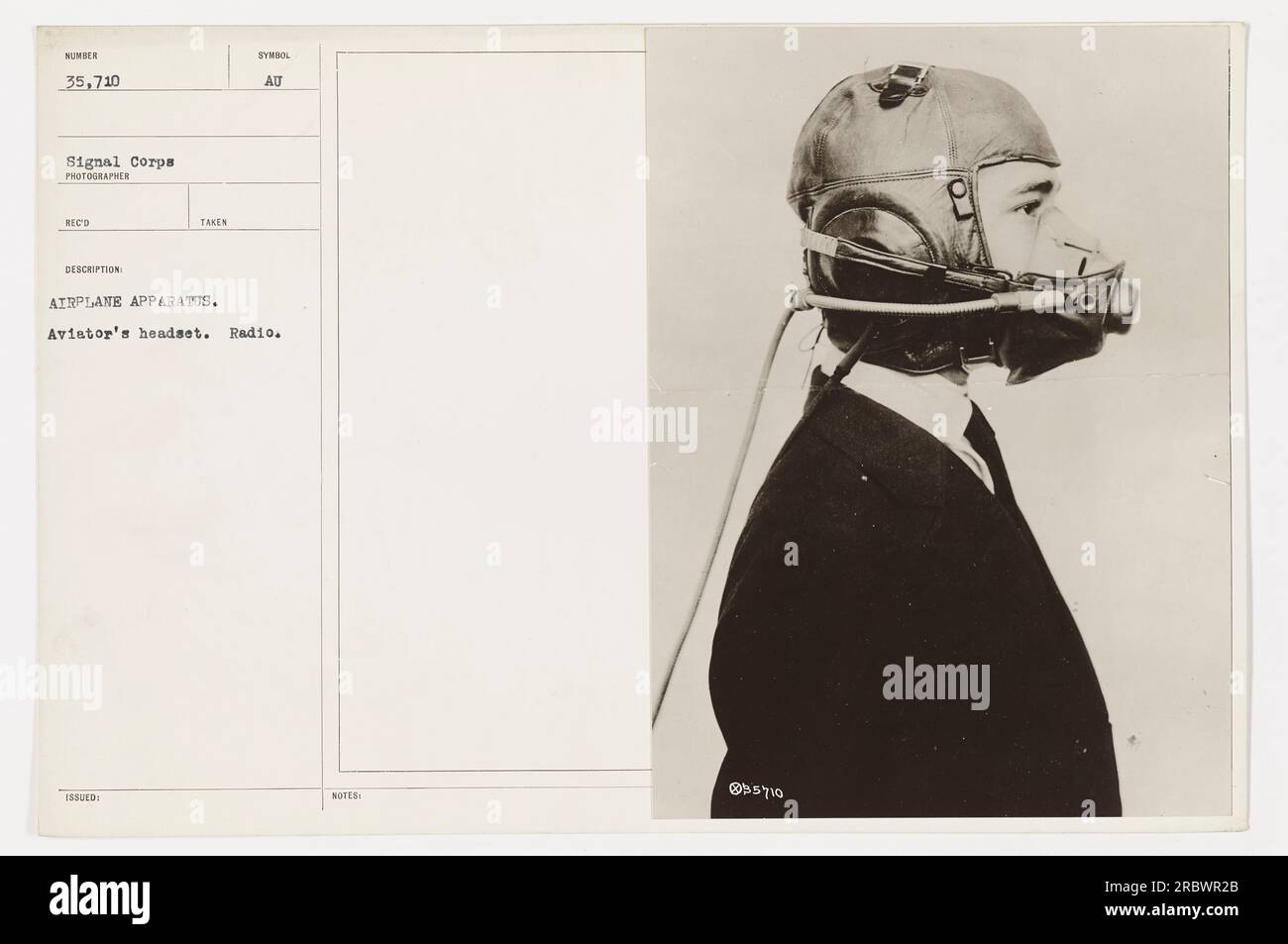 A close-up image of an aviator's headset and radio apparatus, taken by ...