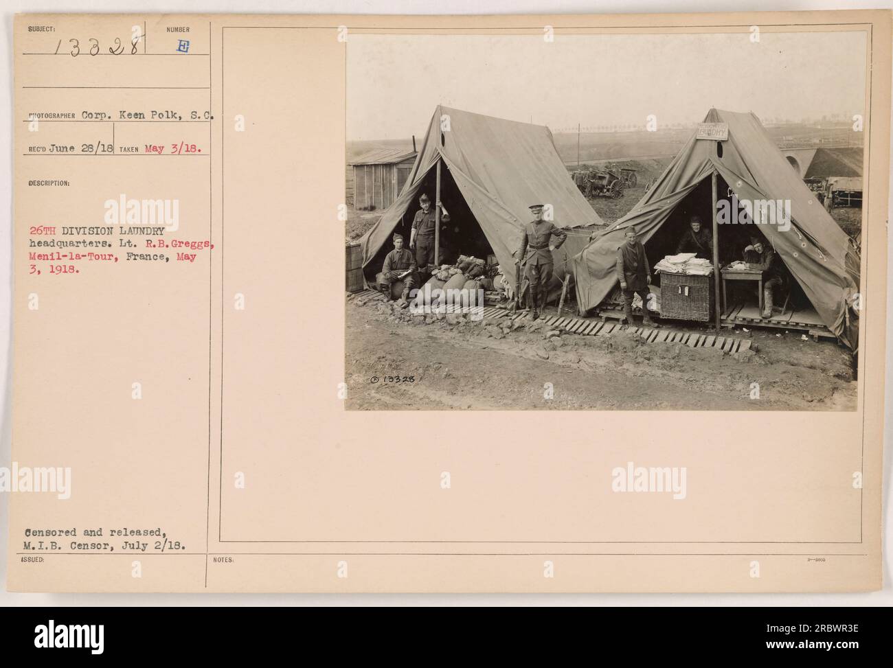 Photograph #111-SC-13328 shows the headquarters of the 26th Division ...