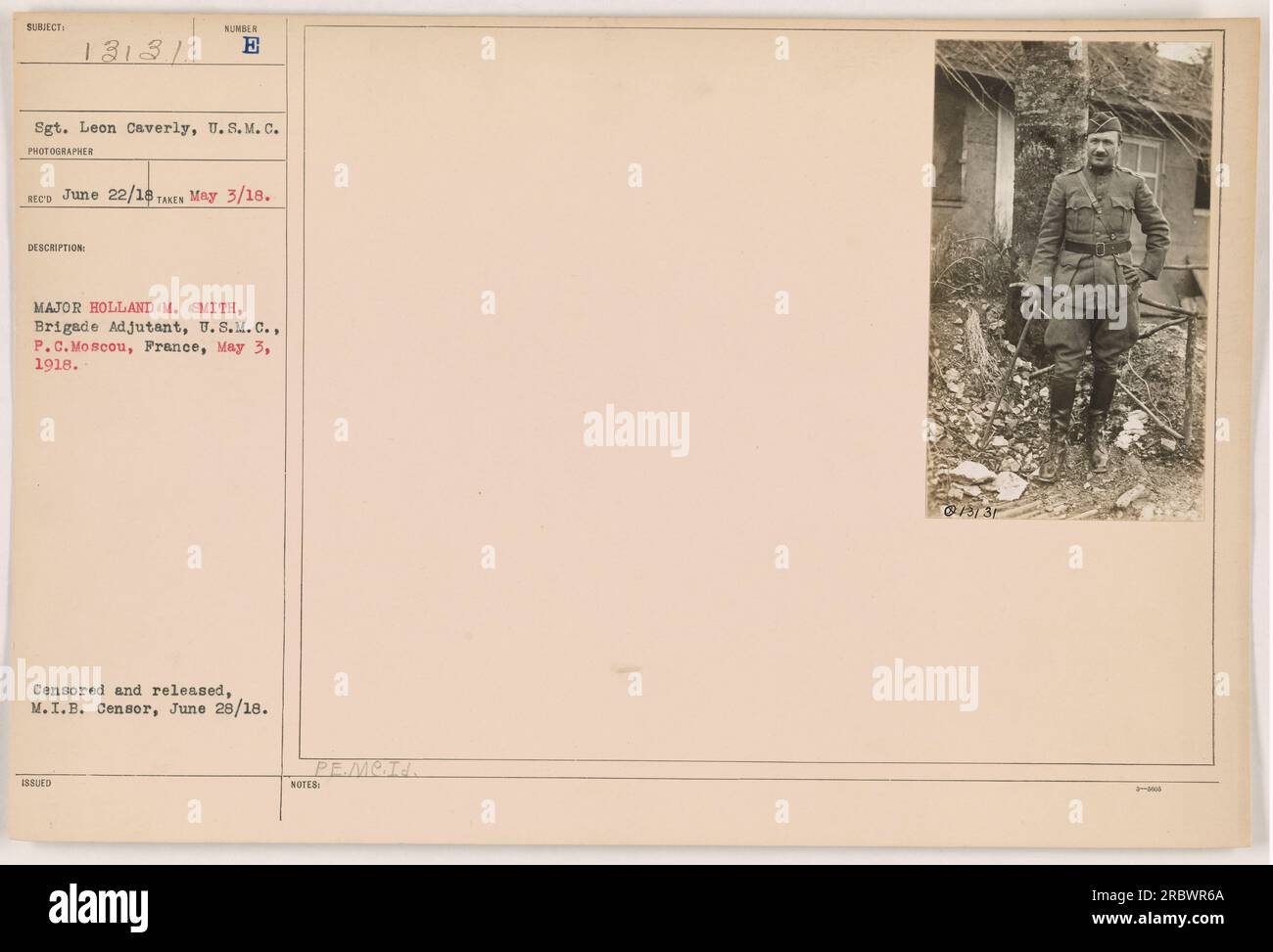 Sgt. Leon Caverly, U.S.M.C, photographed Major Holland M. Smith ...