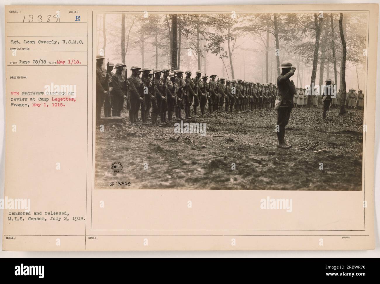 Sgt. Leon Caverly of the U.S. Marine Corps pictured on May 1, 1918, at ...