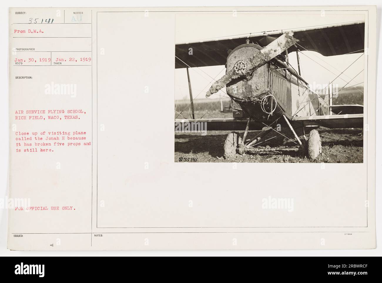Close-up of a visiting aircraft named Jonah H at Rich Field, Waco ...