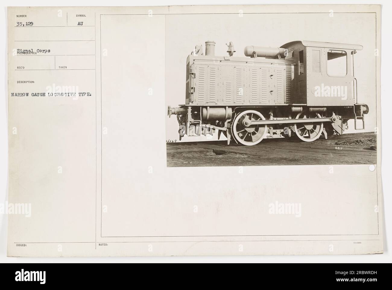 A narrow gauge locomotive during World War One. This image is part of ...