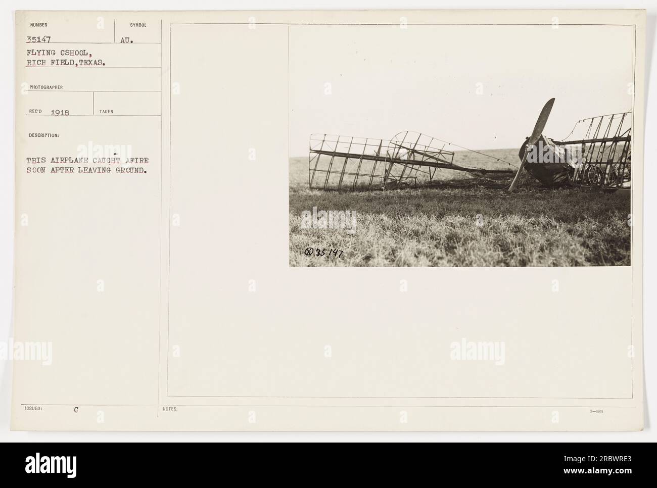 An airplane catching fire shortly after takeoff at the flying school in ...