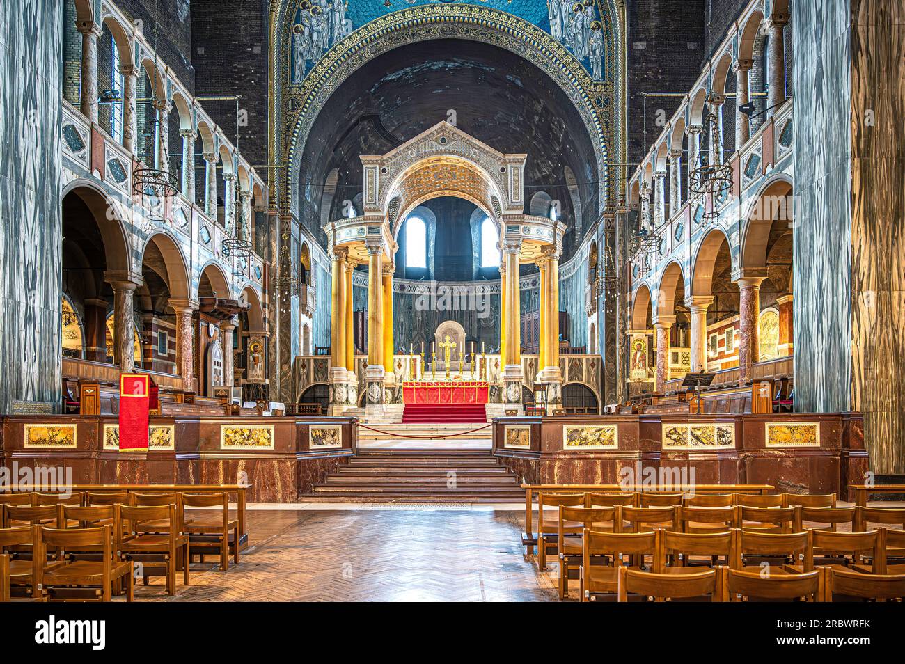 The interior of The Westminster Cathedral. This is the mother church of ...