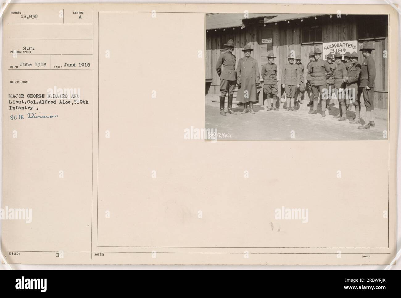 Major George H. Baird and Lieutenant Colonel Alfred Aloe from the 319th ...