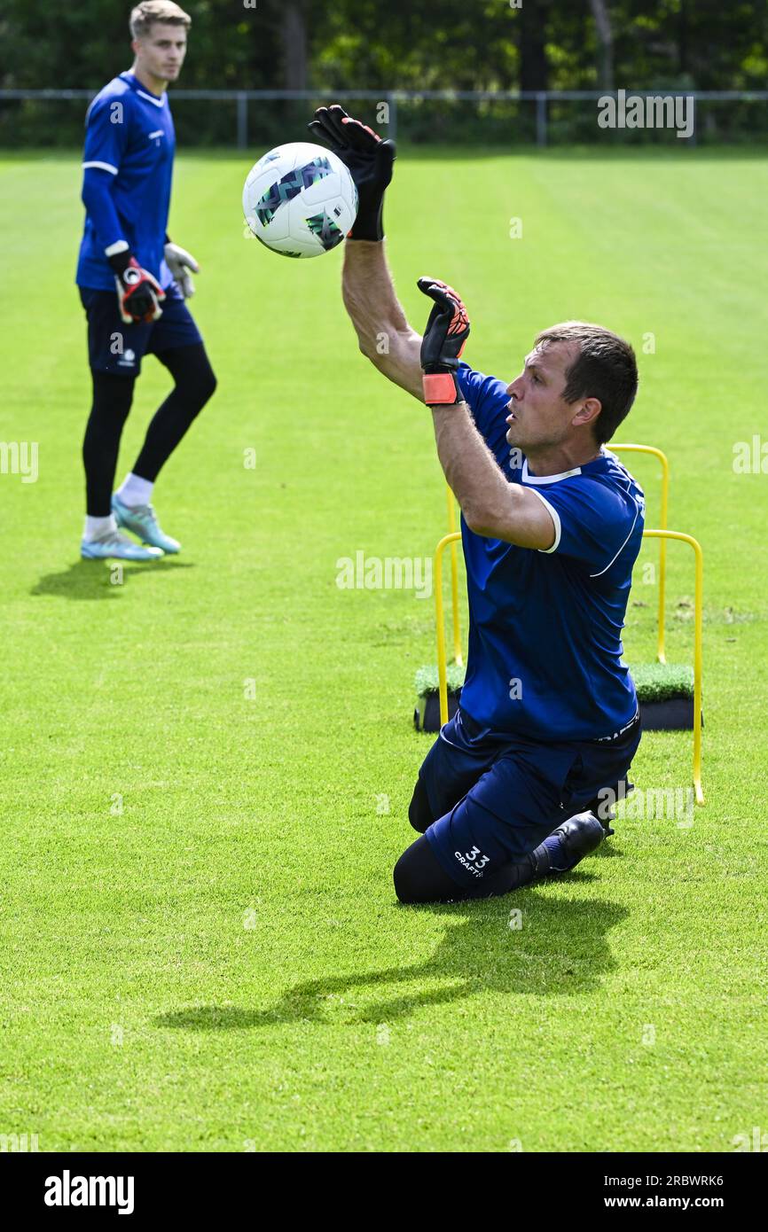 Gent's goalkeeper Davy Roef pictured in action during a training ...
