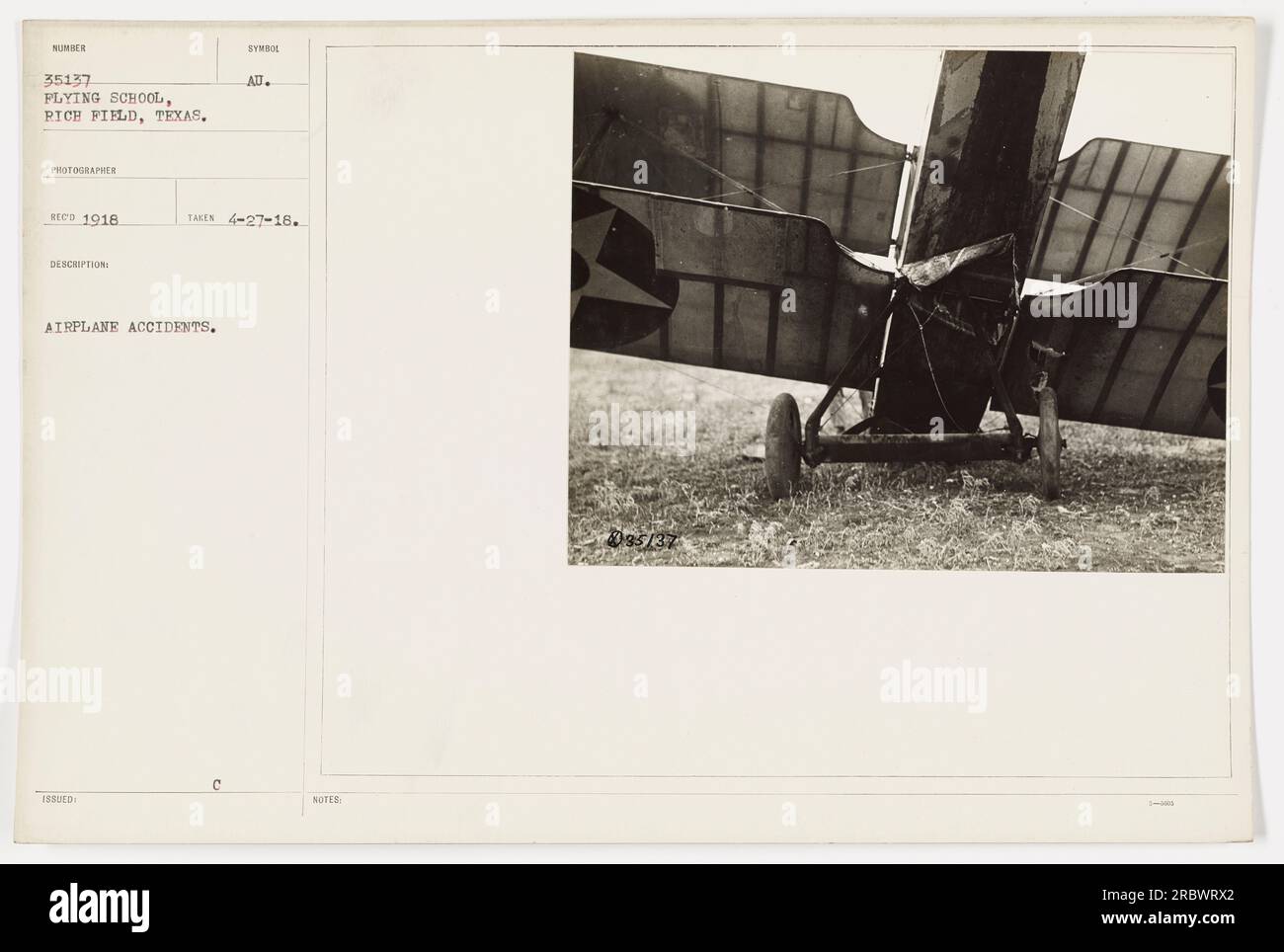 A photograph taken on April 27, 1918, at the Plying School in Rich ...