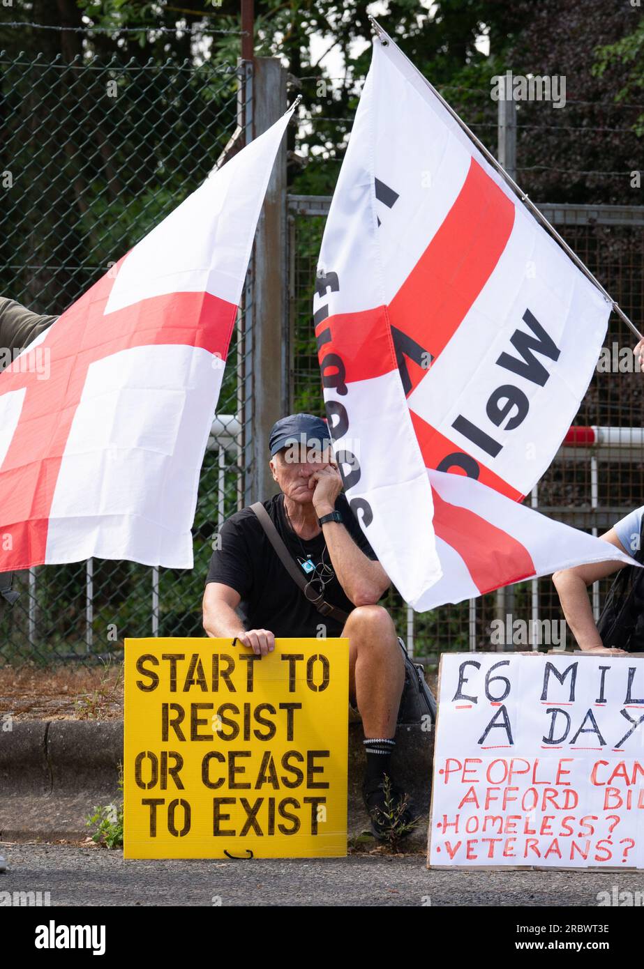 Protesters outside the asylum accommodation centre at MDP Wethersfield ...