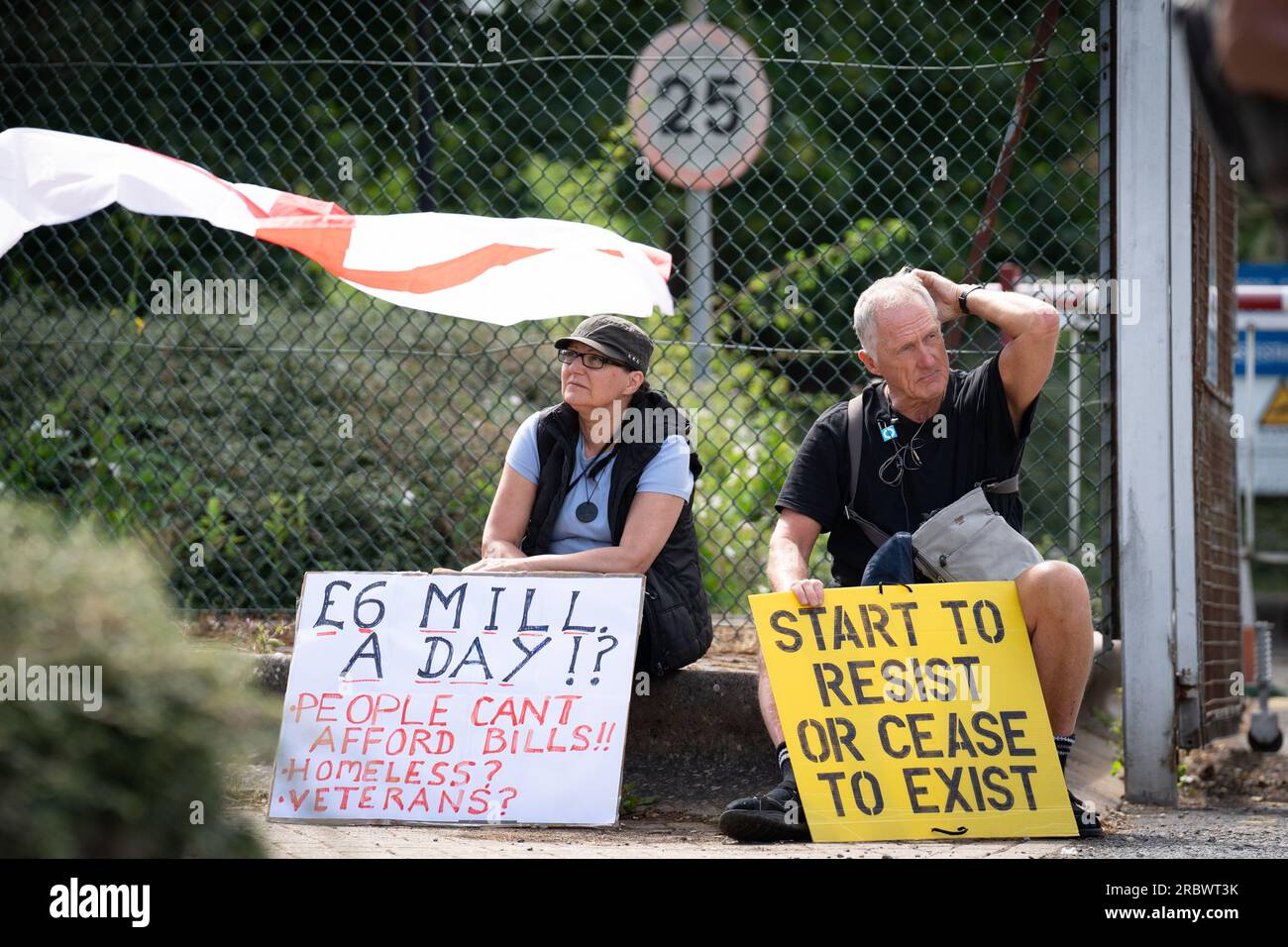 Protesters outside the asylum accommodation centre at MDP Wethersfield ...