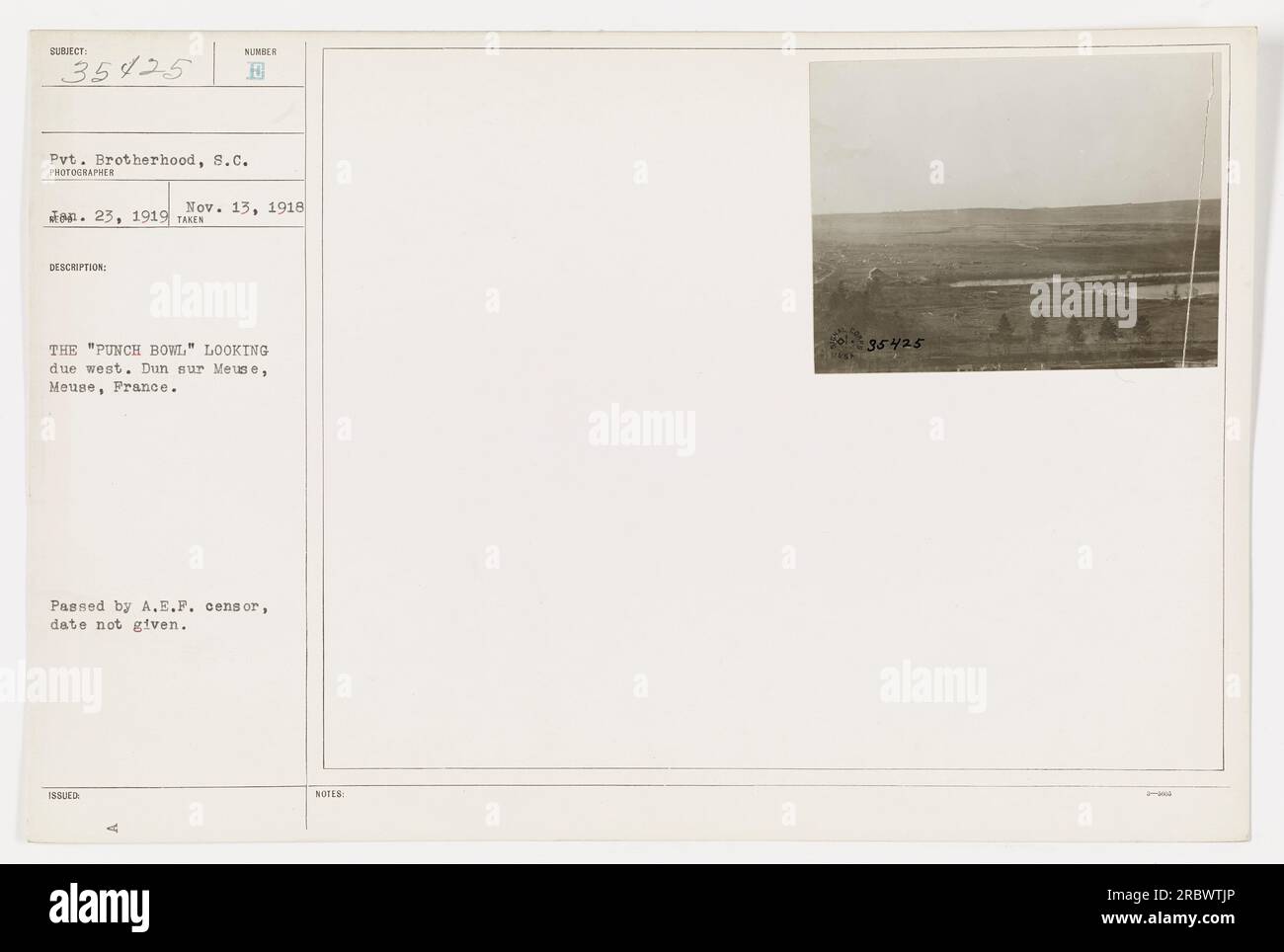 Soldier observing the landscape known as the "Punch Bowl" in Dun sur ...