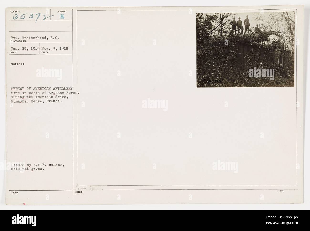 American soldiers in the Argonne Forest during World War I. The image ...