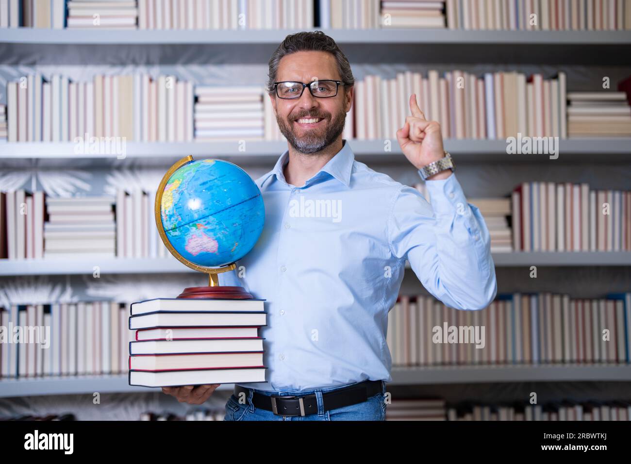 Teachers day. Teacher in school classroom. Knowledge and education with ...