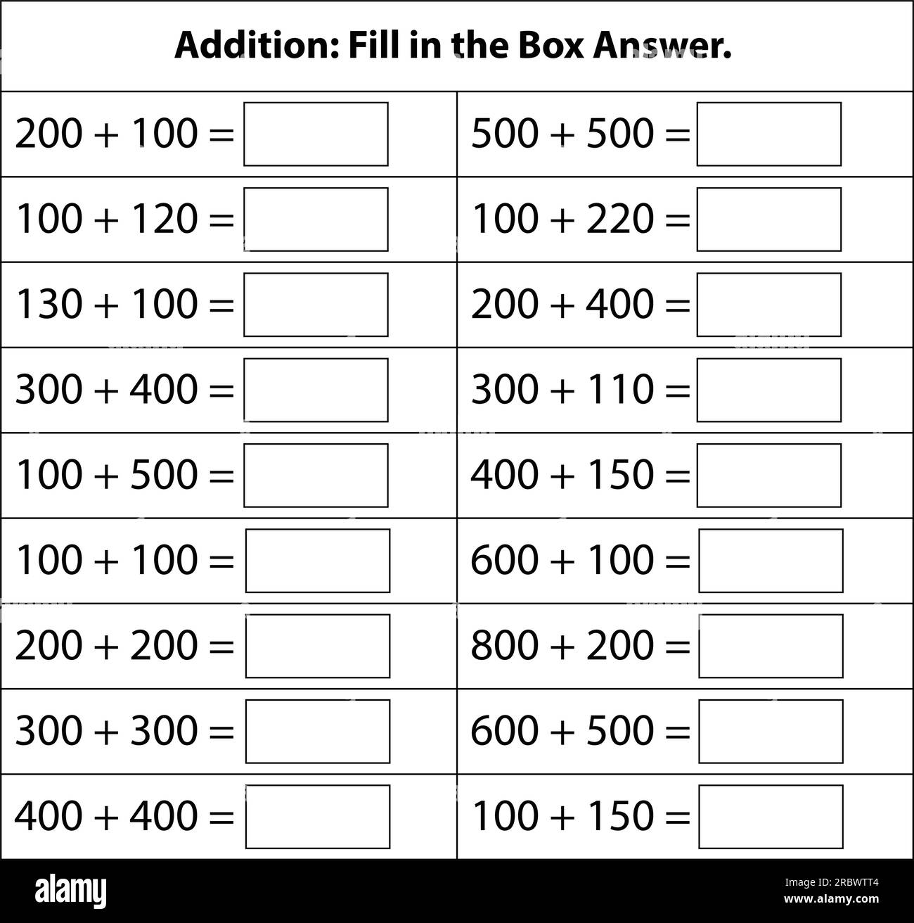 Numbers Addition. Basic kid Math chart for addition operations in ...