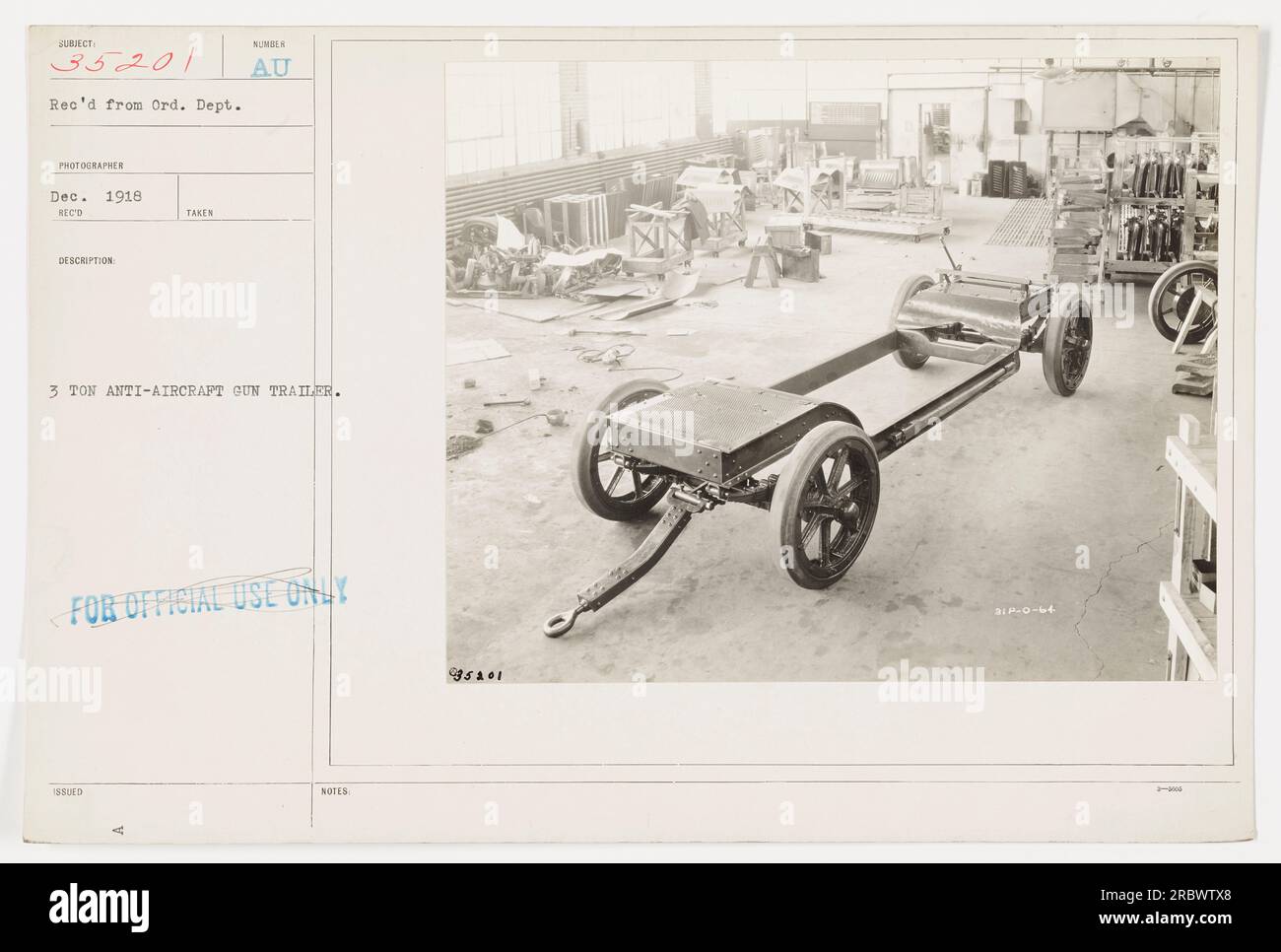 Image of a 3-ton anti-aircraft gun trailer captured in December 1918 ...