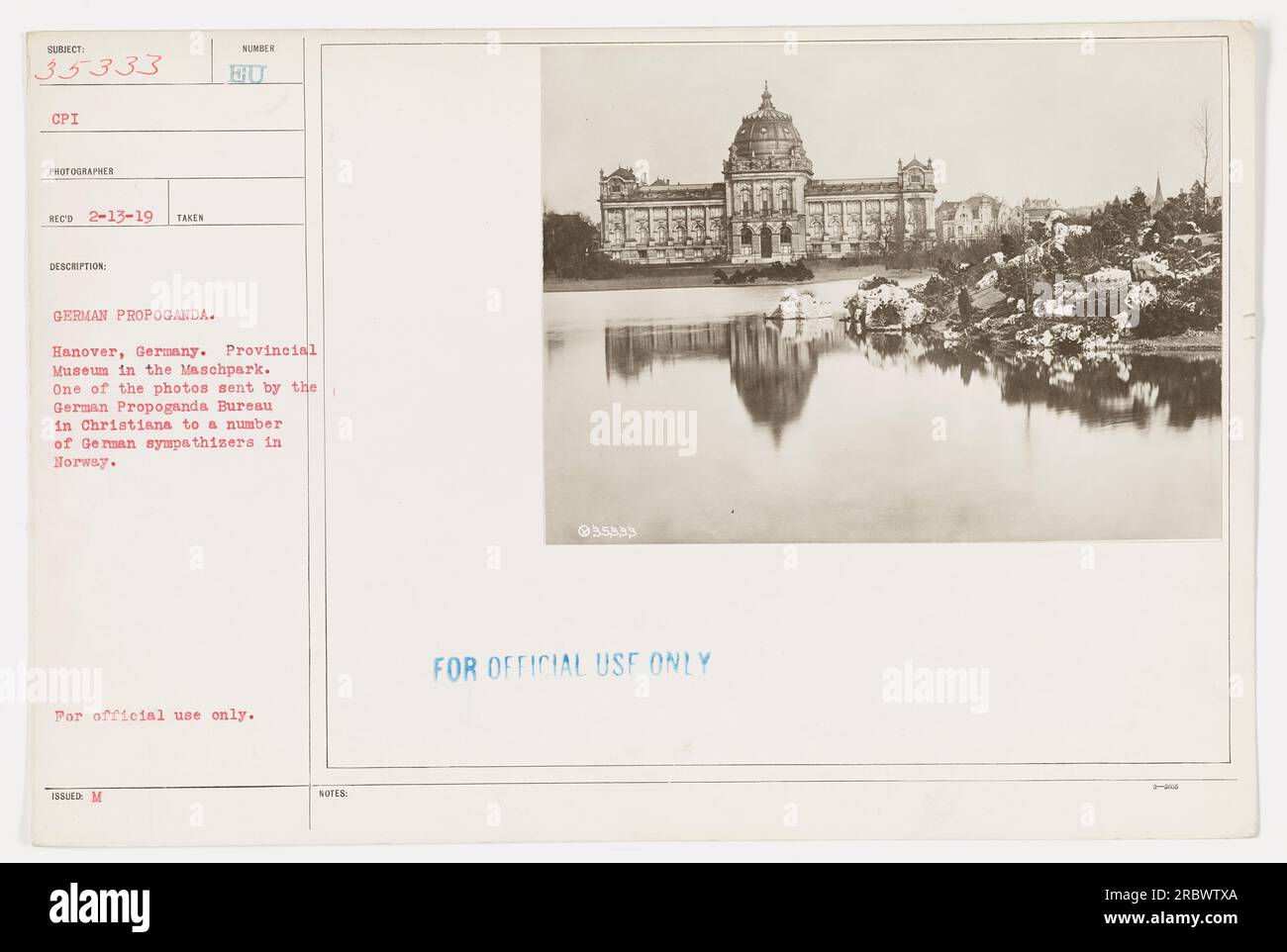 A World War I era propaganda photo showing the Provincial Museum in the ...