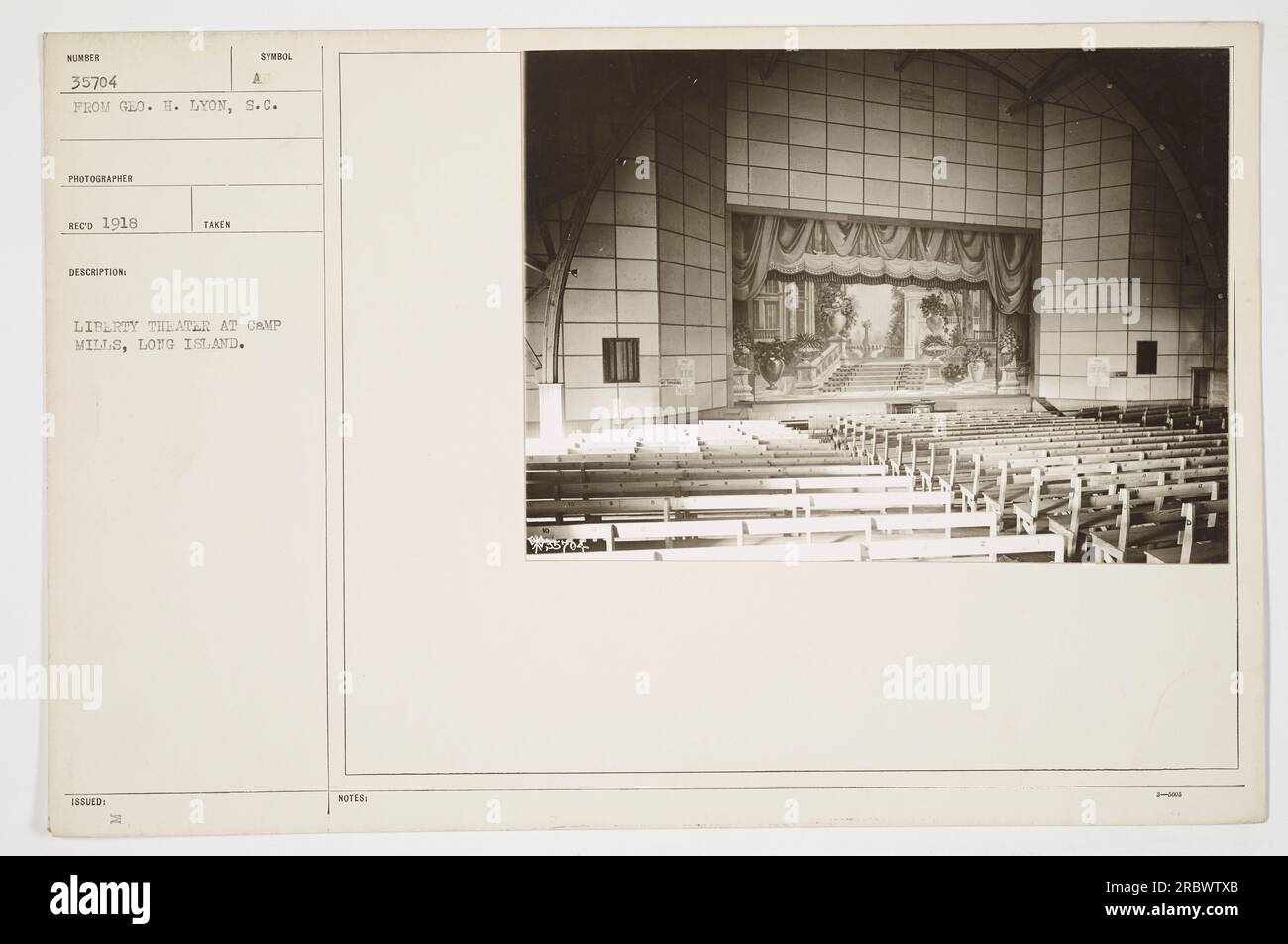Soldiers watching a performance at the Liberty Theater in Camp Mills ...