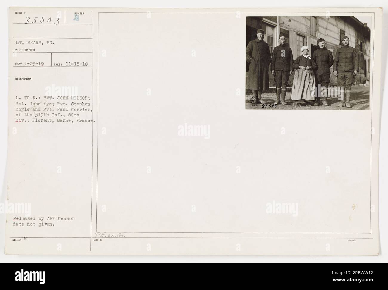 From left to right: Private John Milsop, Private John Pye, Private ...