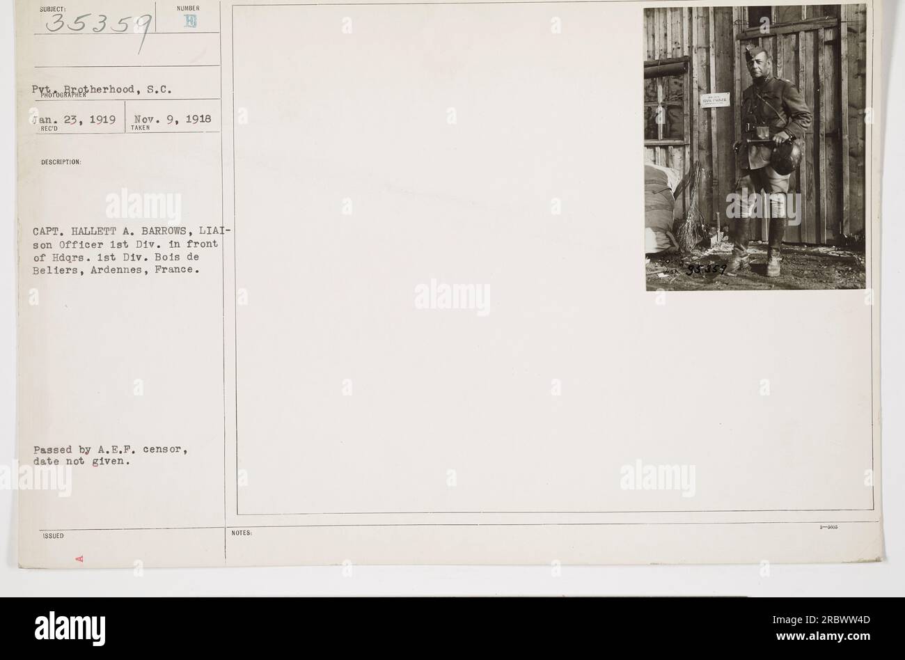 Captain Hallett A. Barrows, the liaison officer for the 1st Division ...