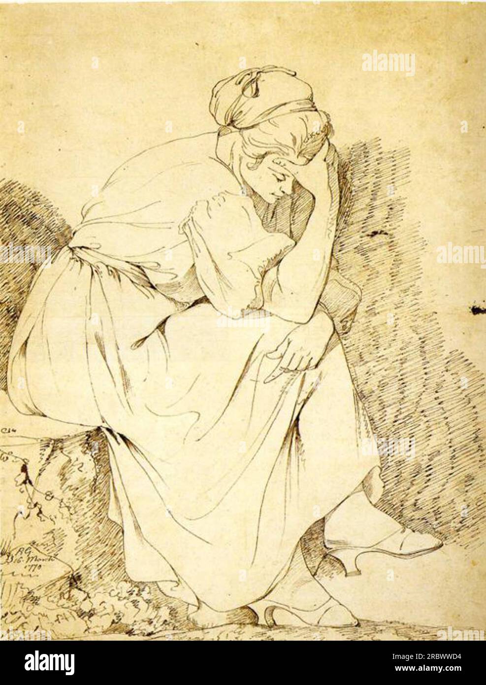 Study of Melancholy Girl 1775 by Joseph Wright Stock Photo - Alamy