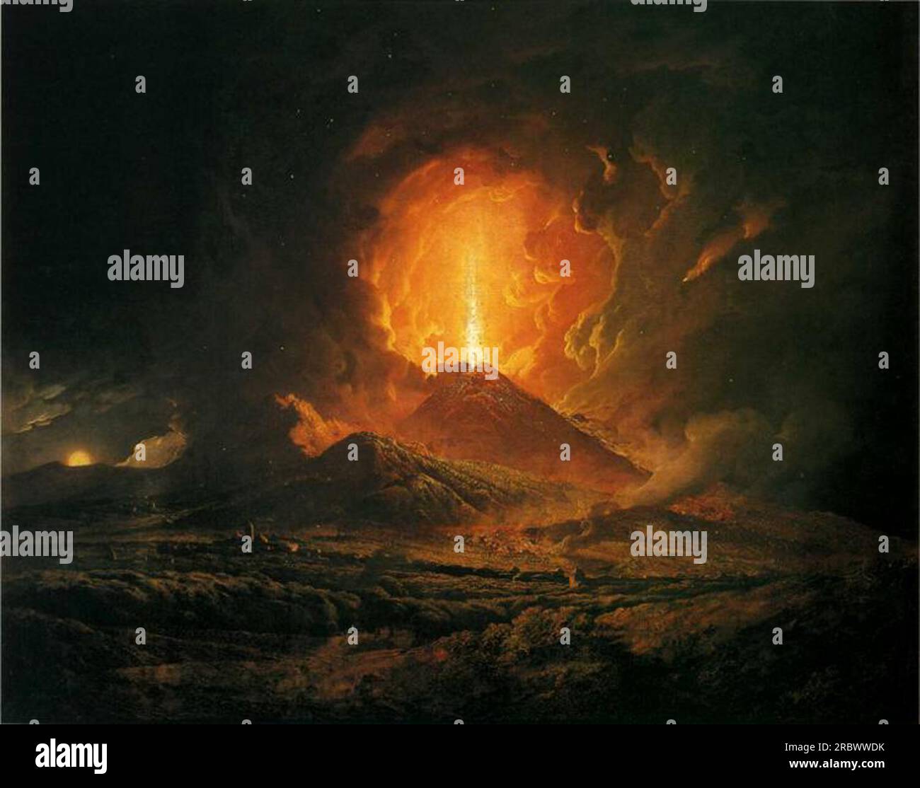 An Eruption of Vesuvius, seen from Portici 1776 by Joseph Wright Stock ...