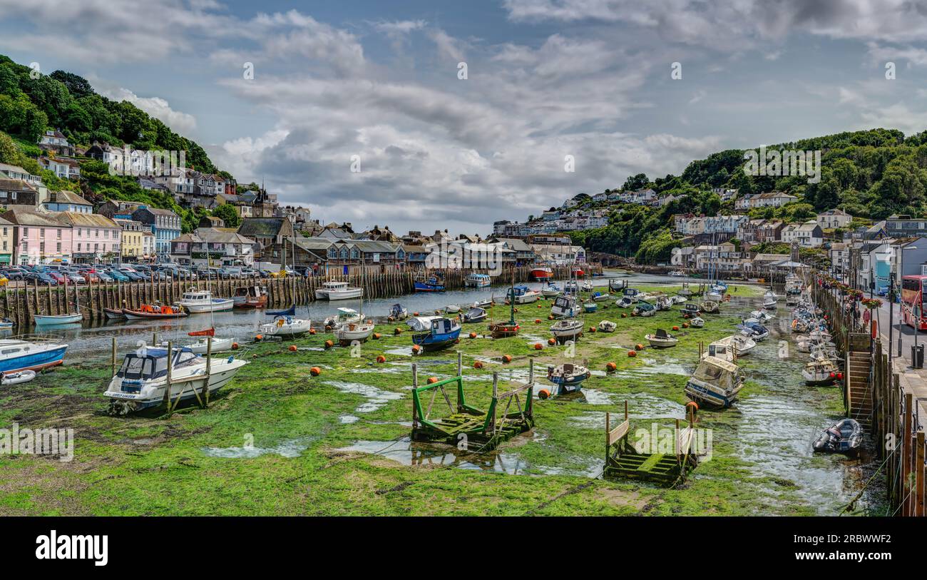 Looe at low tide in summer, a lovely seaside town on the South East ...