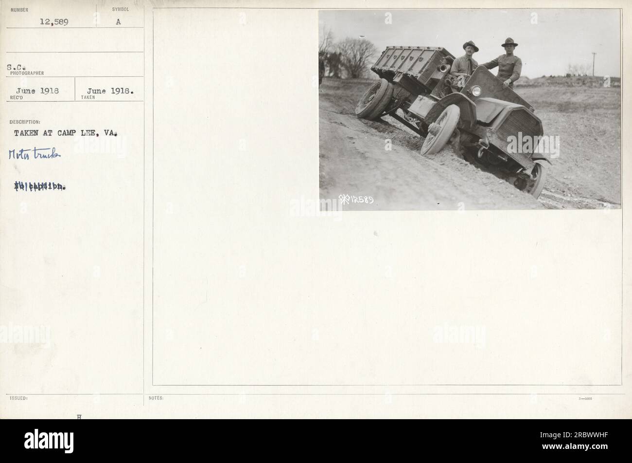 A U.S. military photograph taken in June 1918 at Camp Lee, VA ...