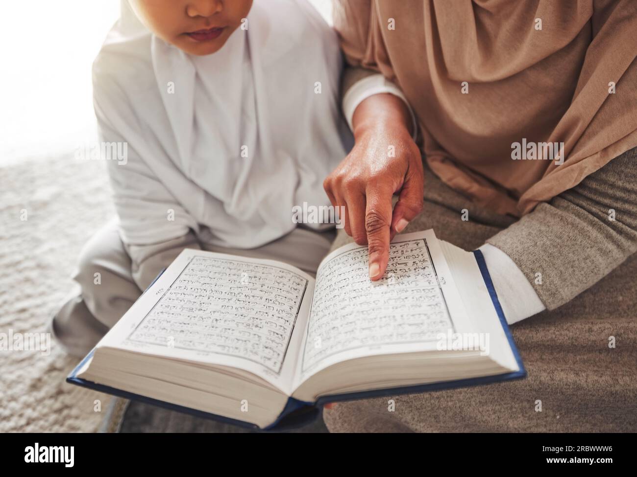 Quran, Muslim child or parent hands reading for learning, Islamic ...
