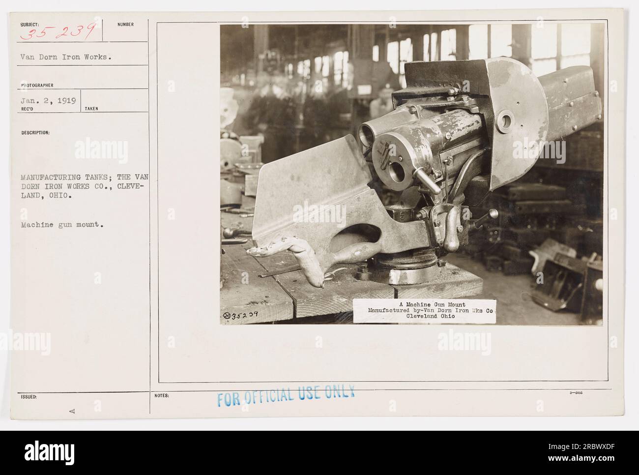 A machine gun mount manufactured by Van Dorn Iron Works in Cleveland ...