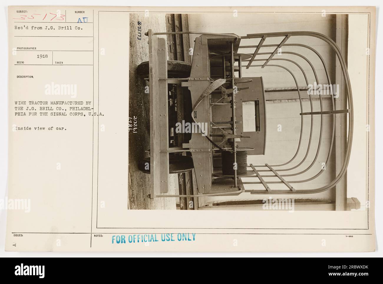 Inside view of the 18SUED Number Wire Tractor manufactured by the J.G ...