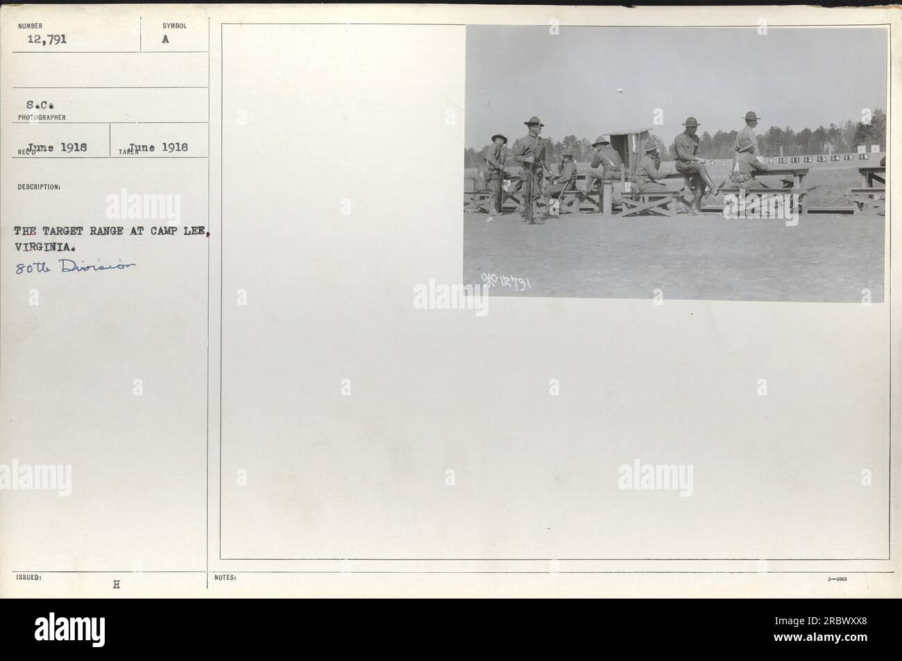 Soldiers at Camp Lee in Virginia participate in target practice at the firing range. Taken in ...