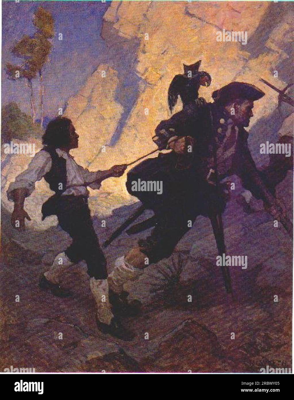 Jim, Long John Silver and his Parrot by N.C. Wyeth Stock Photo - Alamy