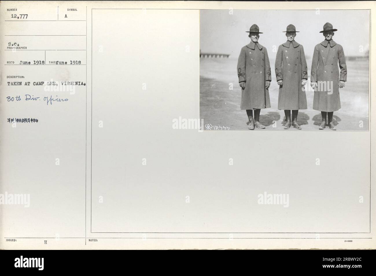 Army officers from the 80th Division at Camp Lee, Virginia in June 1918 ...