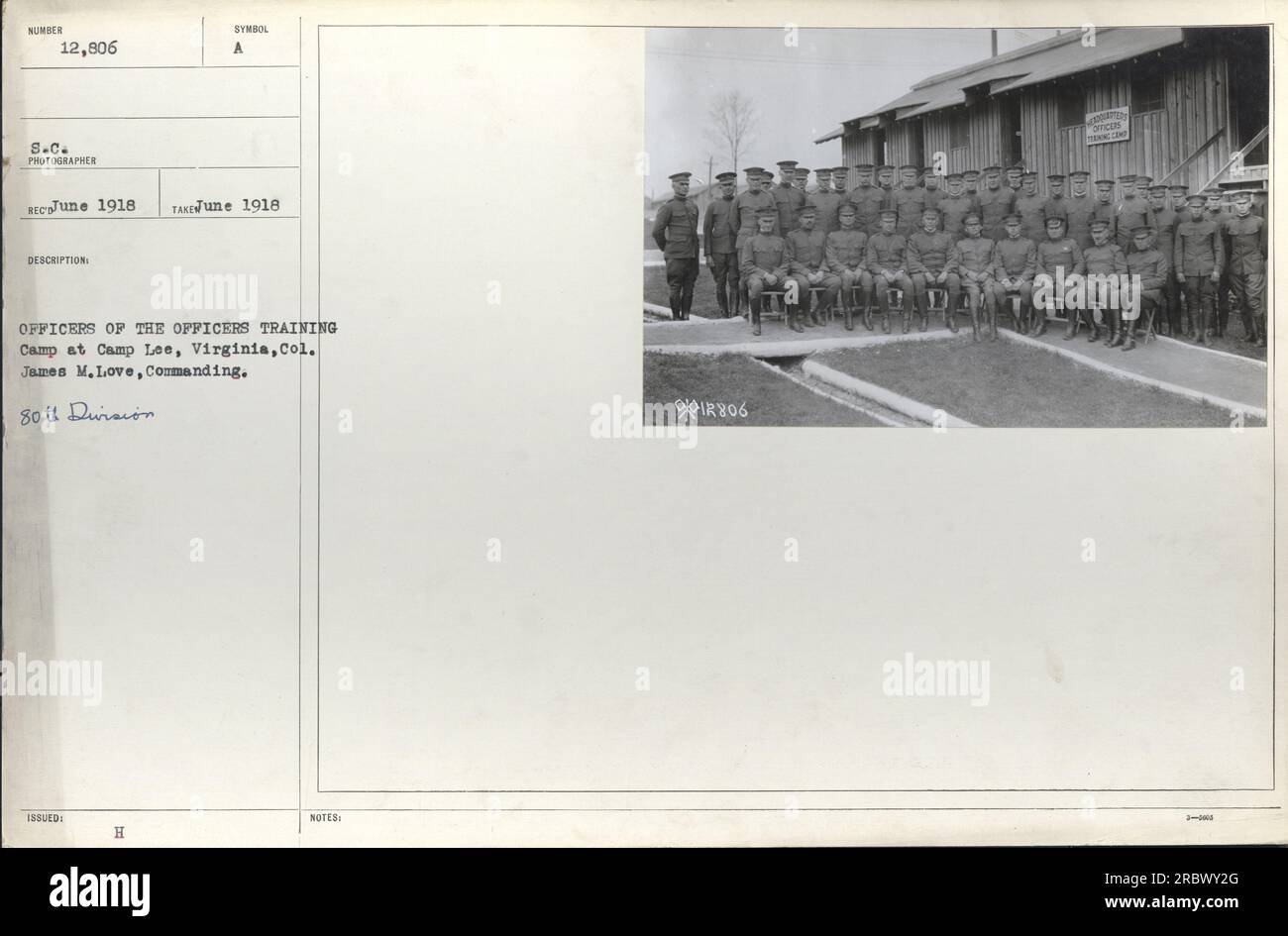 "Officers of the Officers Training Camp at Camp Lee, Virginia. Colonel ...