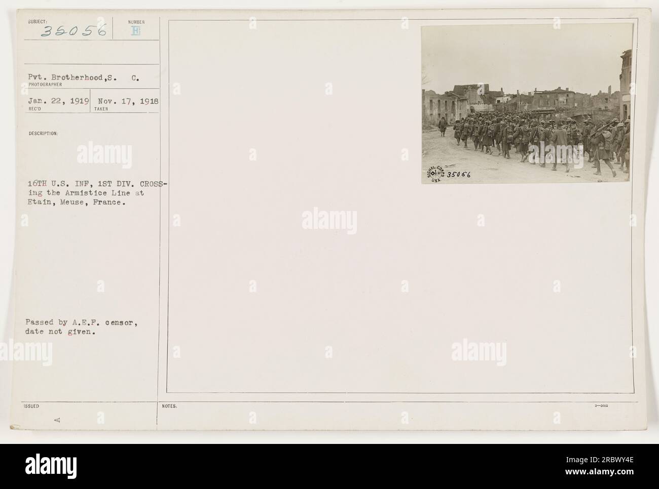 Members of the 16th U.S. Infantry, 1st Division, crossing the Armistice ...