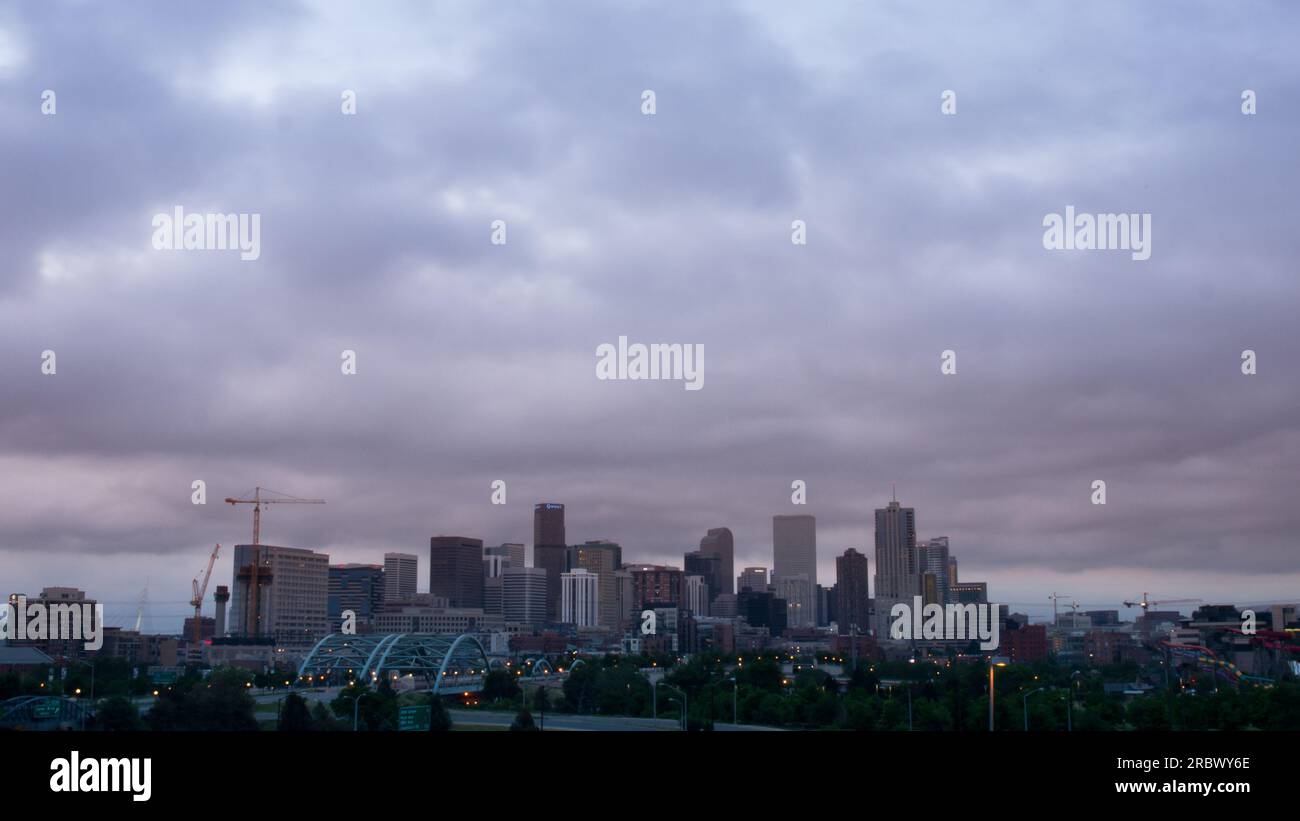 Mile High City of Denver by night Stock Photo - Alamy