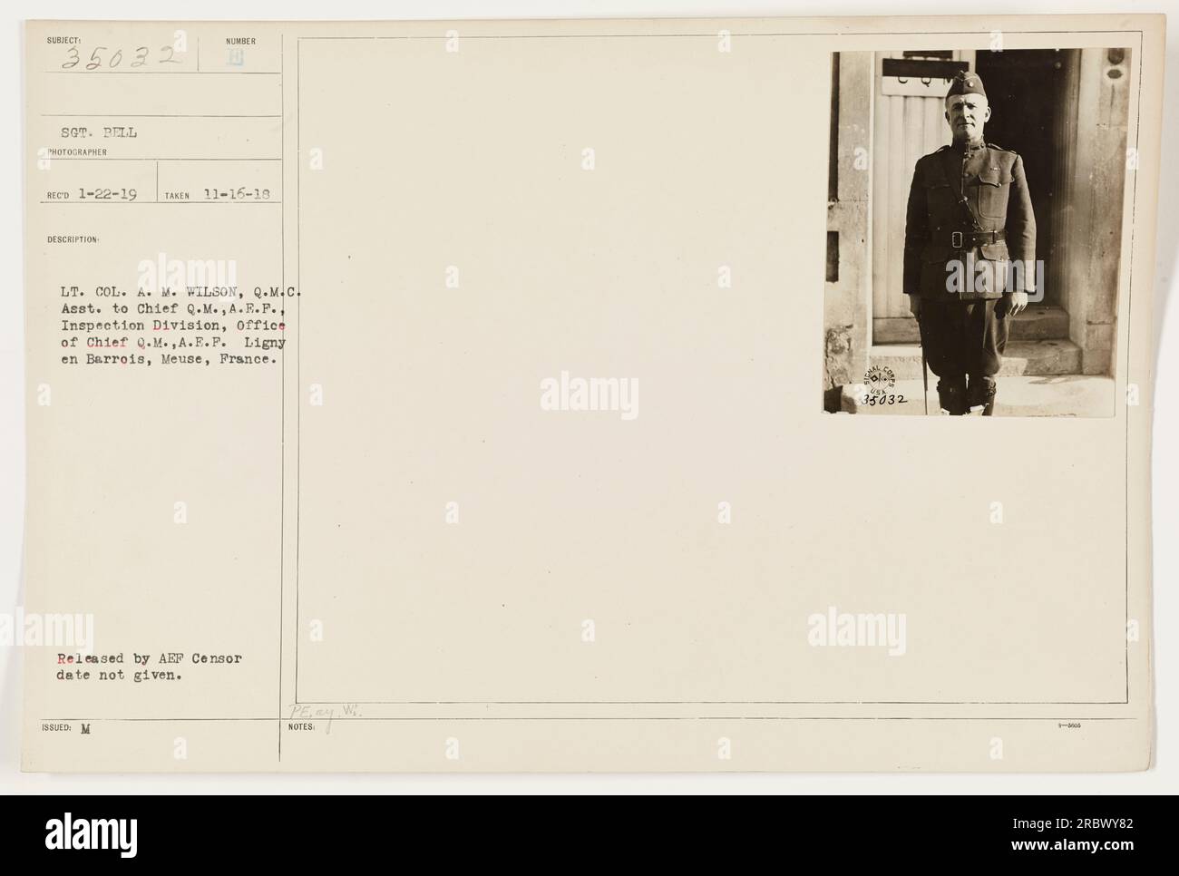The image shows Lieutenant Colonel A. M. Wilson, Assistant to the Chief ...