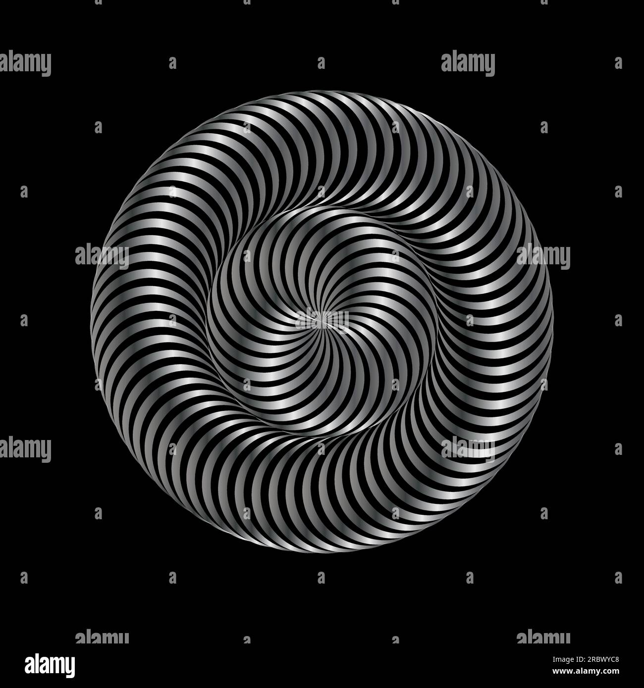 3D twisted gradient spirals. Tunnel geometry with lines. Abstract technology circle in a spiral ...